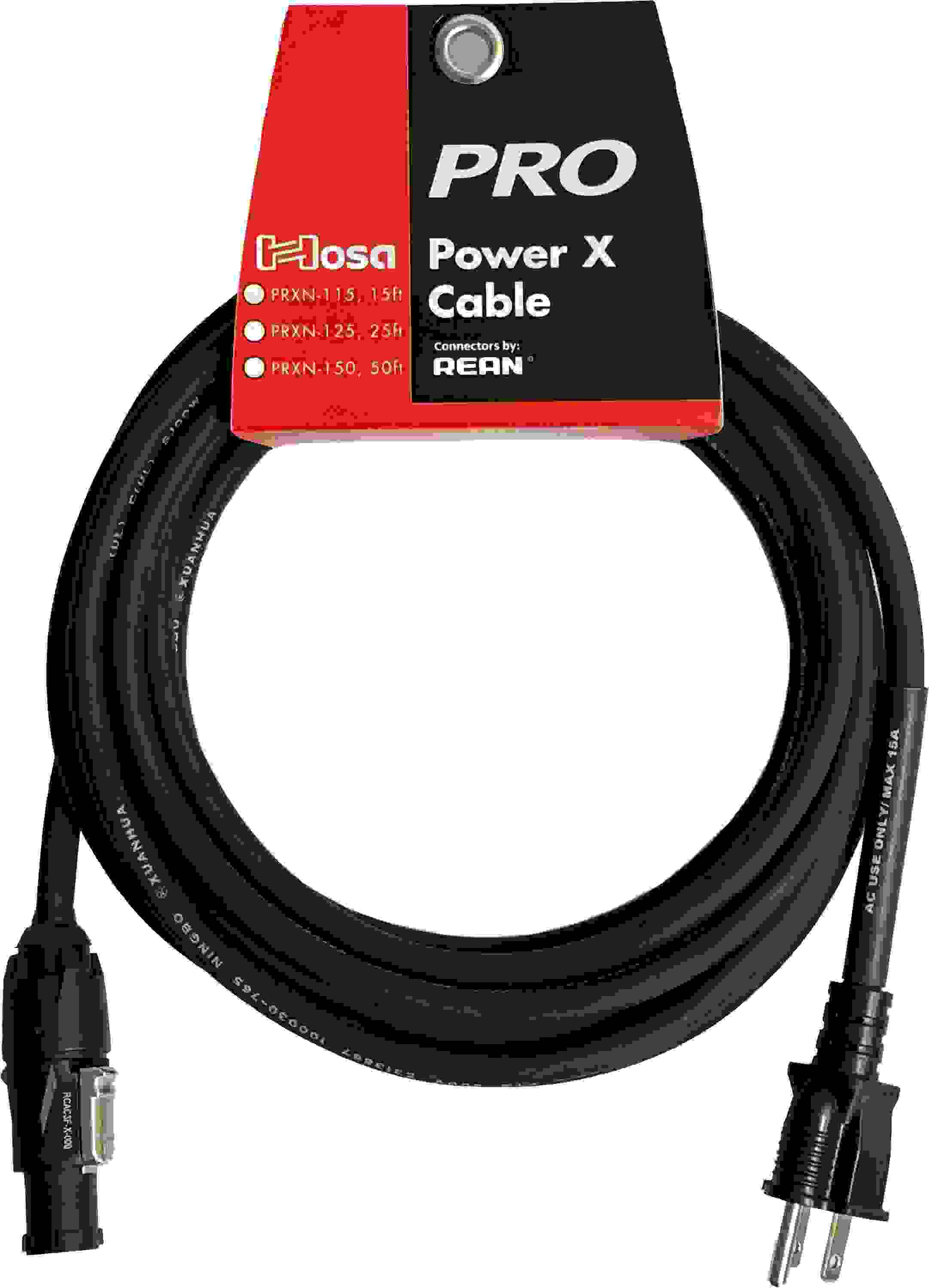Hosa PRXN Series Power Cord with REAN Power X and Hosa NEMA 5-15P Connectors - 6 feet | Sweetwater