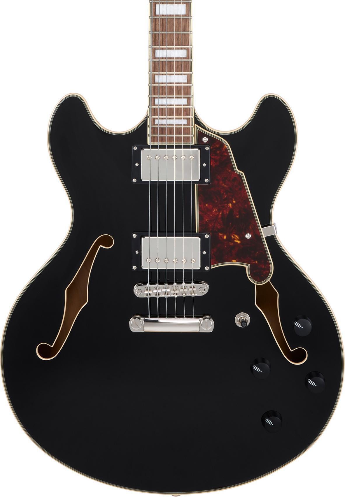 D'Angelico Premier DC Electric Guitar - Solid Black with Stopbar Tailpiece | Sweetwater