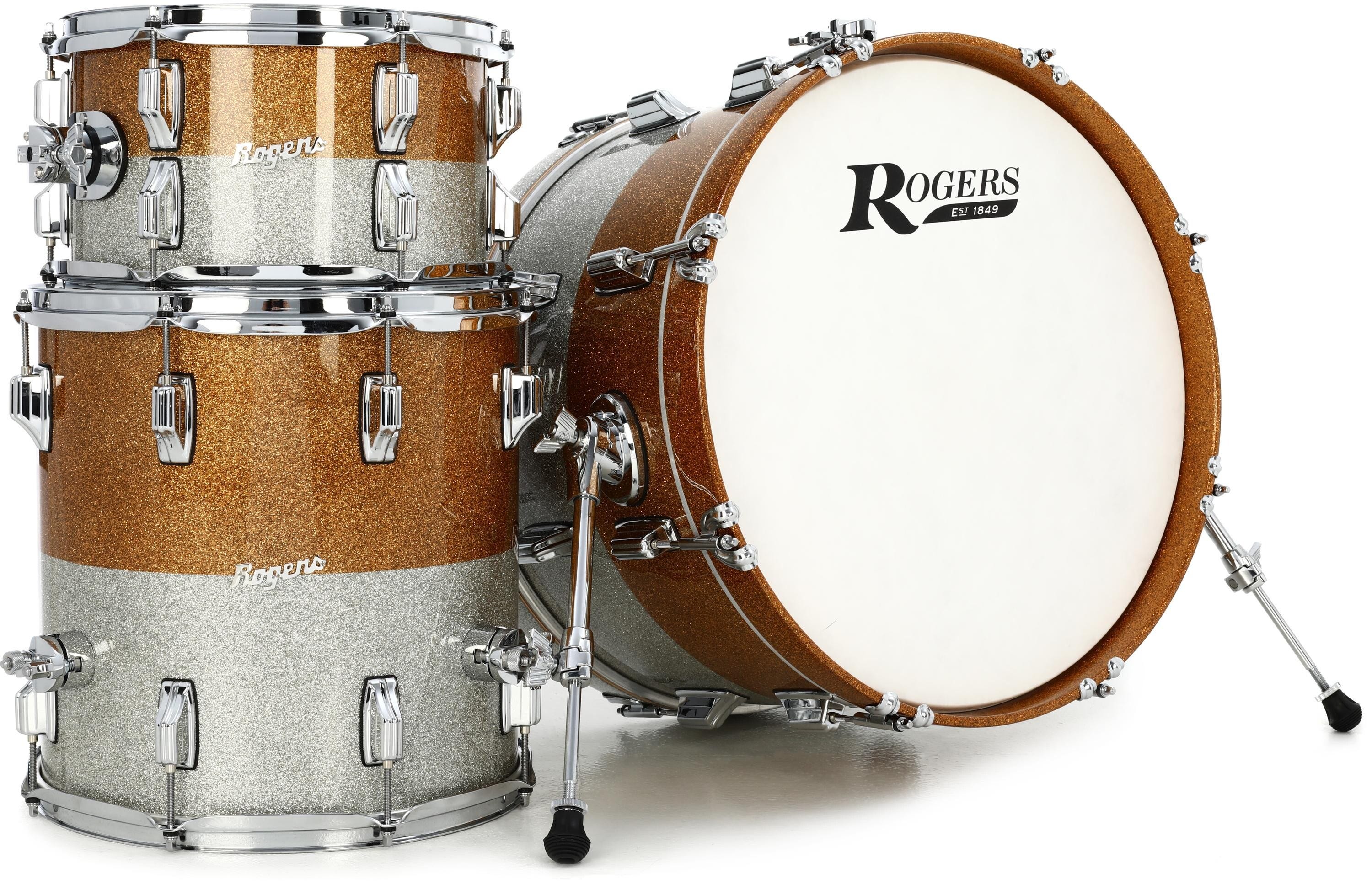 Rogers Drums PowerTone 3-piece Shell Pack - Gold/Silver Two-tone ...