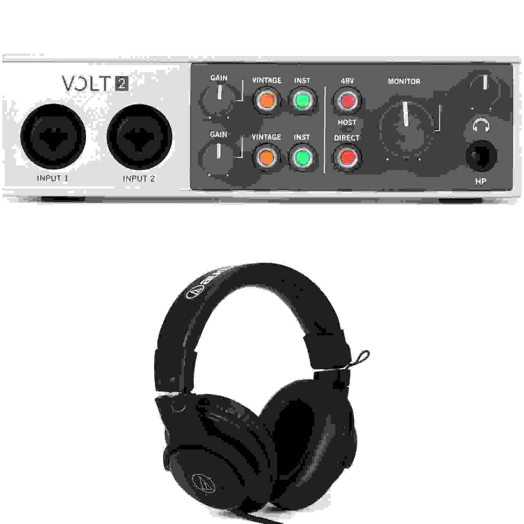 Universal Audio Volt 2 USB-C Audio Interface and Headphones | Sweetwater