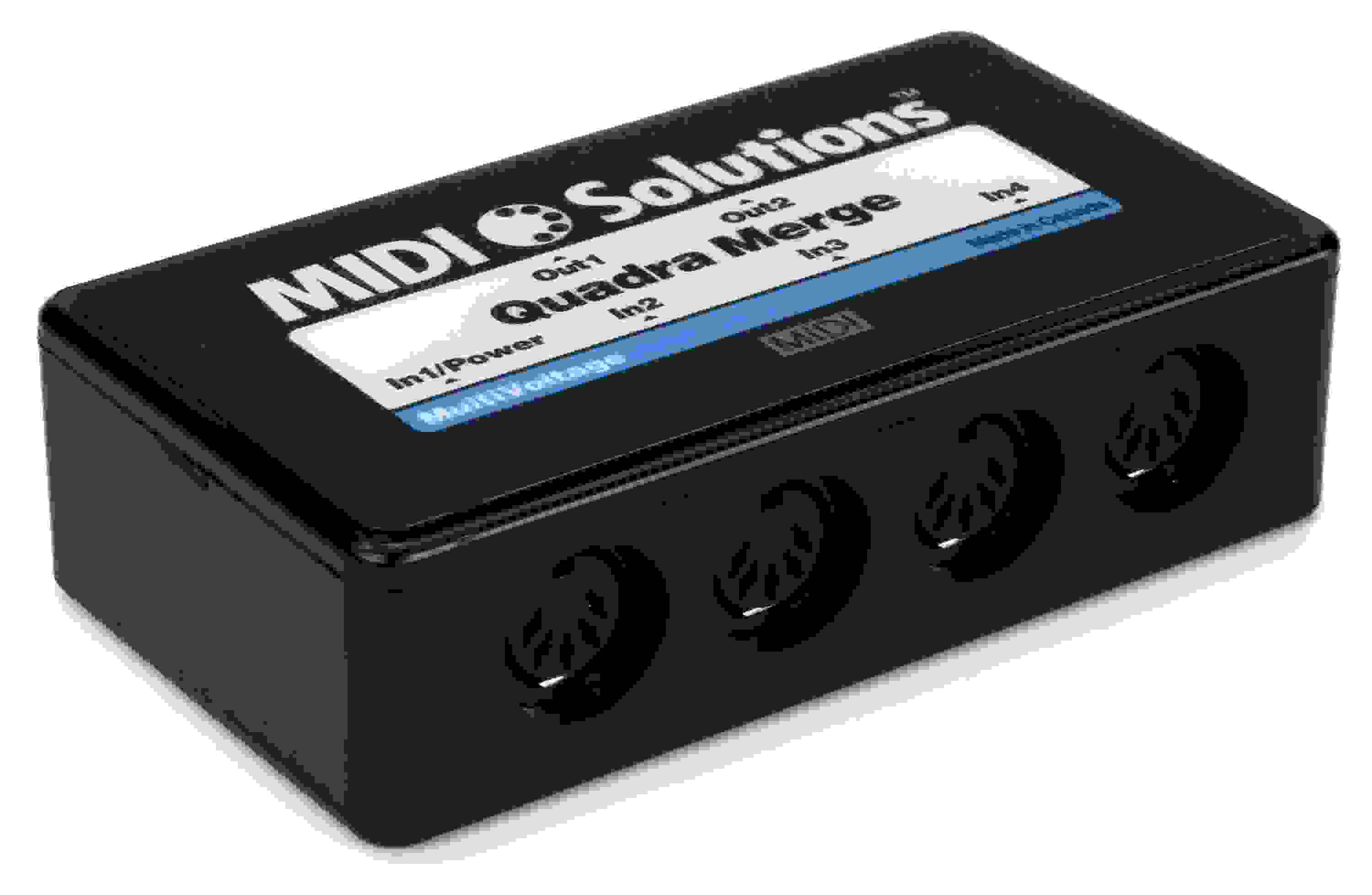 MIDI Solutions MultiVoltage Quadra Merge 4-in 2-out MIDI Merge Box ...