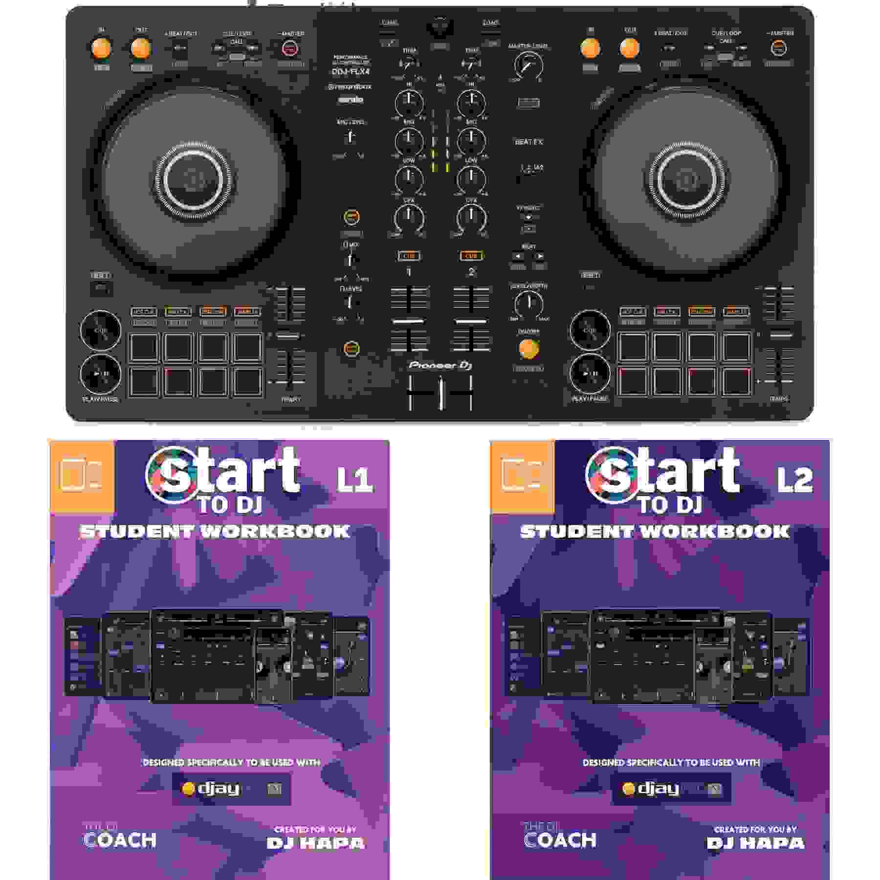 Pioneer DJ DDJ-FLX4 2-deck Rekordbox and Serato DJ Controller Hal Leonard Start to DJ Student ...