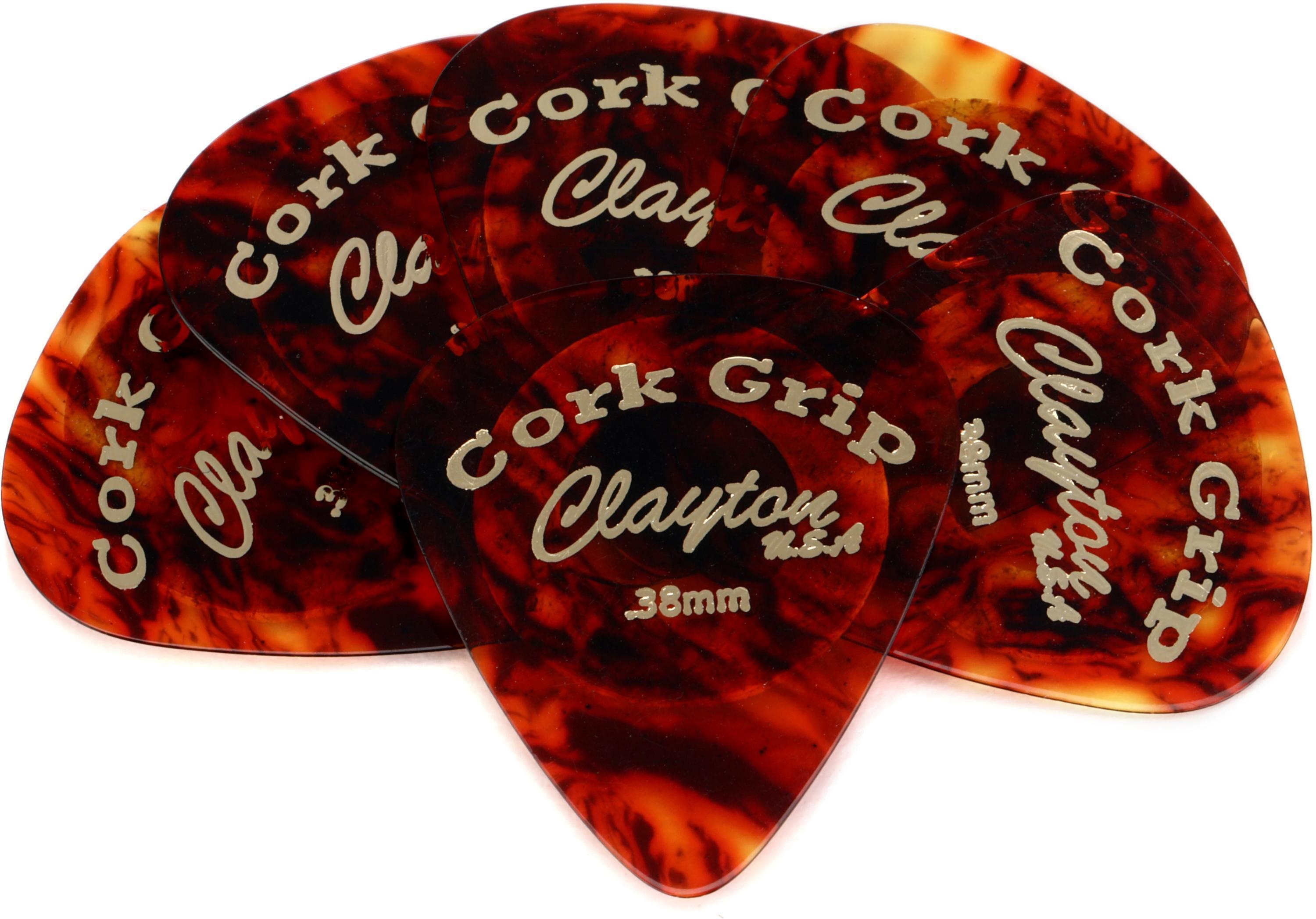 Clayton Cork Grip Guitar Picks - 0.38mm, Tortoiseshell, 6-pack | Sweetwater