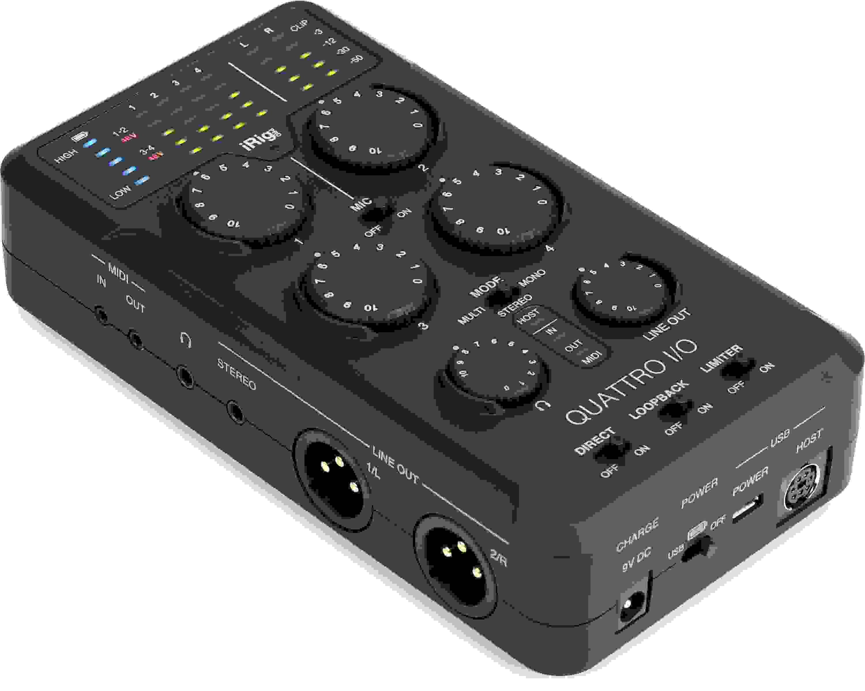IK Multimedia iRig Pro Quattro I/O 4x2 USB-A Field Recording Interface ...