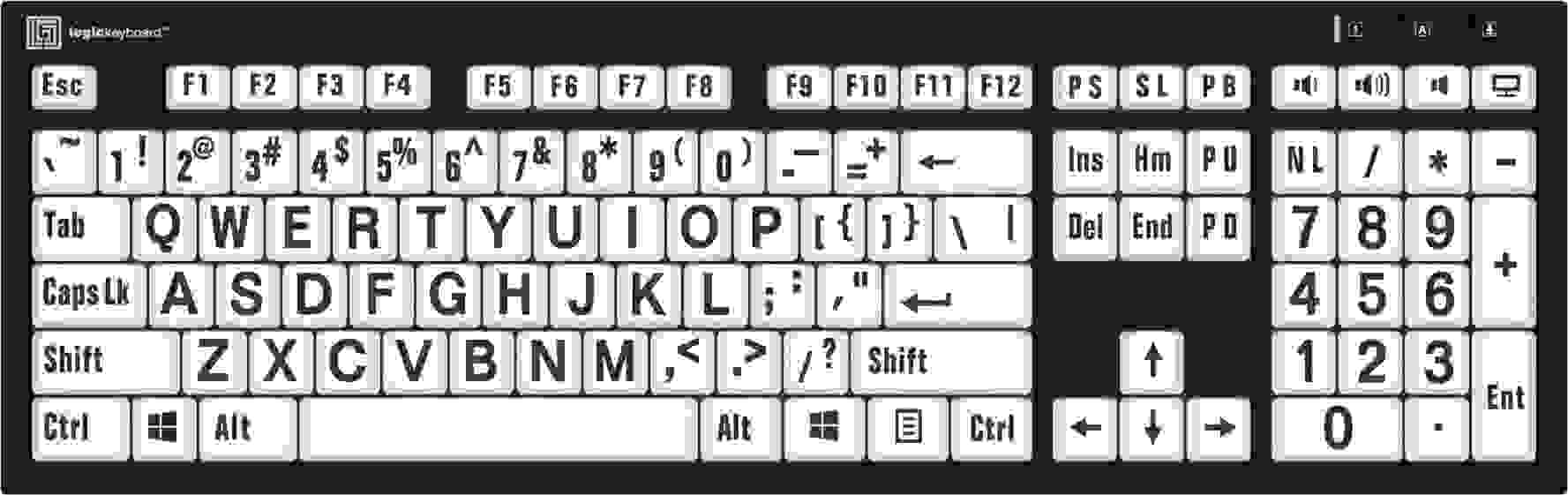LogicKeyboard NERO Large Print Slimline Keyboard - Black on White ...