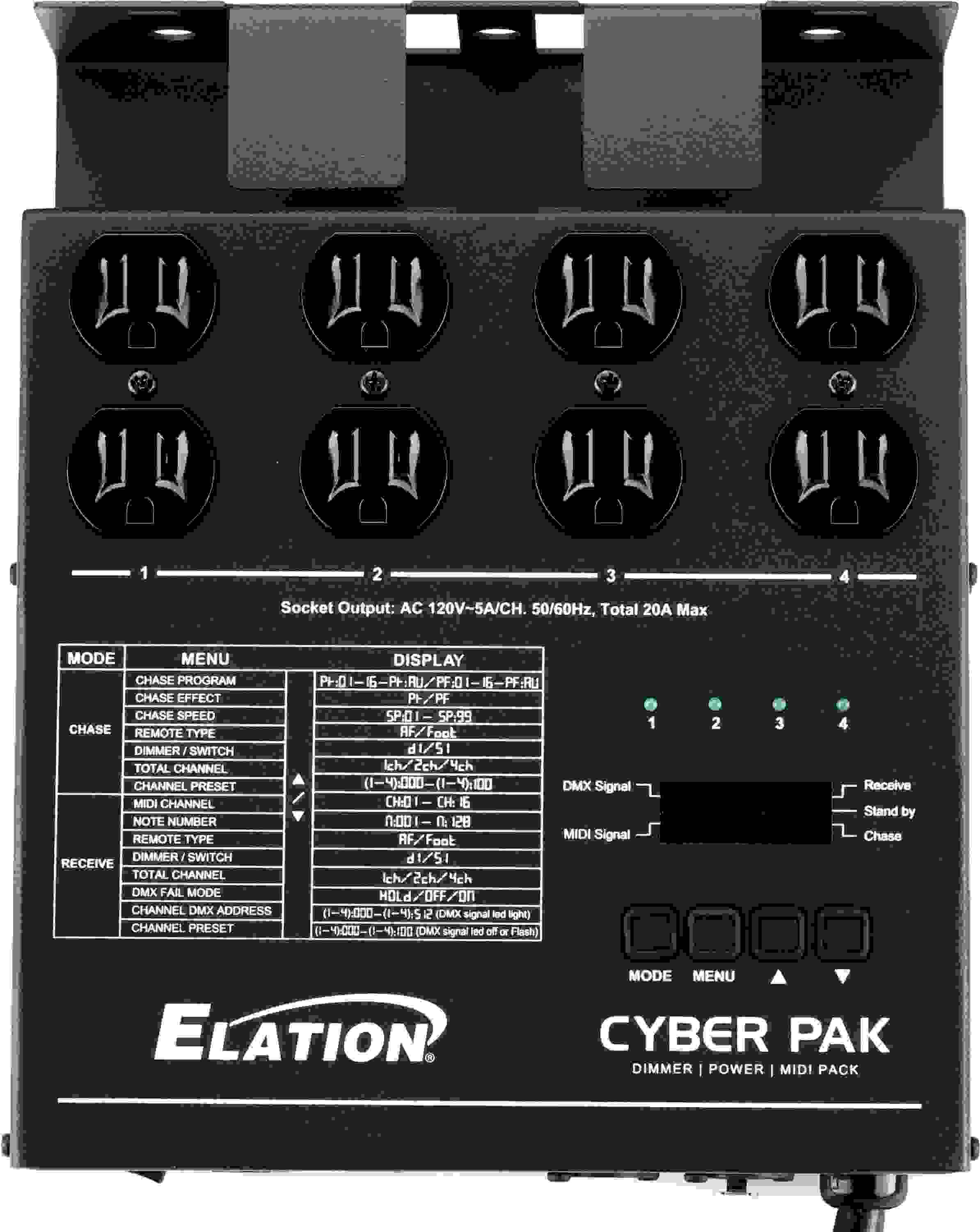 Elation Cyber Pak 4-channel Dimmer/Chase/MIDI Relay Pack | Sweetwater