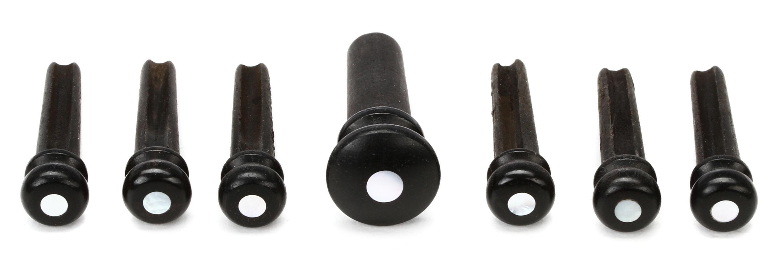 D'Addario Wood Bridge Pins (set of 6) - Ebony with Pearl Inlay | Sweetwater
