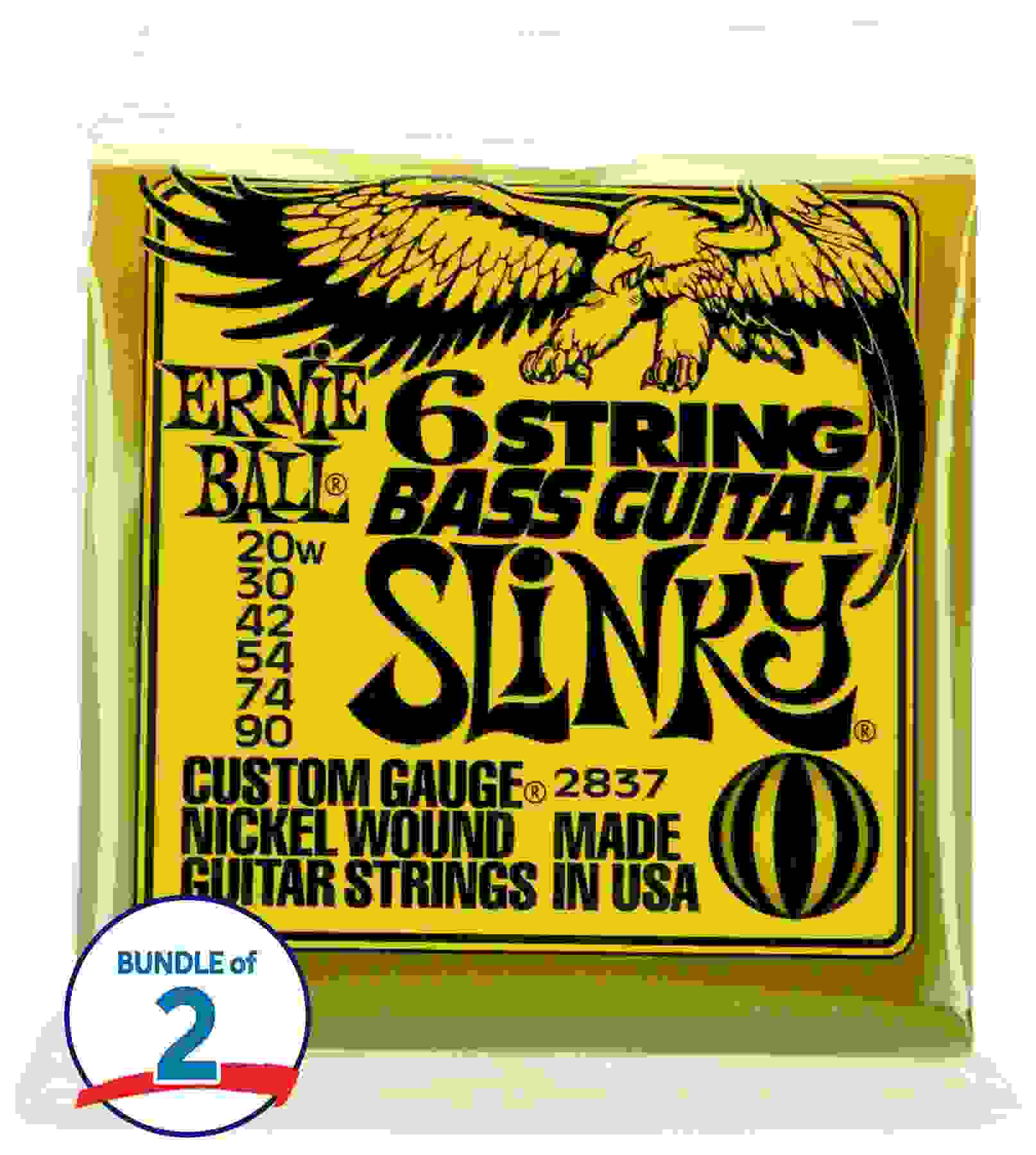 Ernie Ball 2837 Slinky Nickel Wound Electric Bass Guitar Strings, 29 5/8 Scale (2-Pack) | Sweetwater