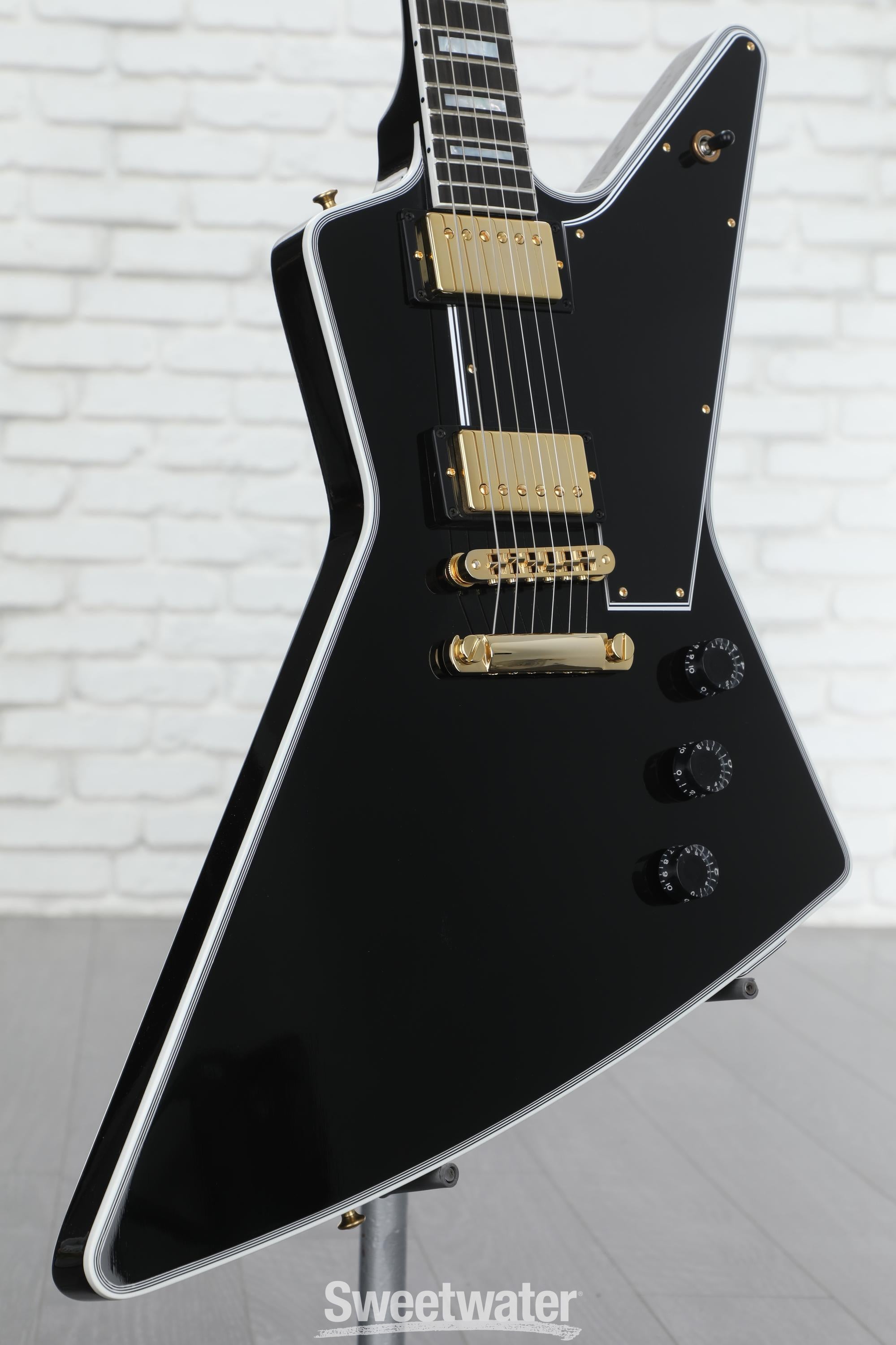 Gibson Custom Explorer Custom - Ebony with Ebony Fingerboard | Sweetwater