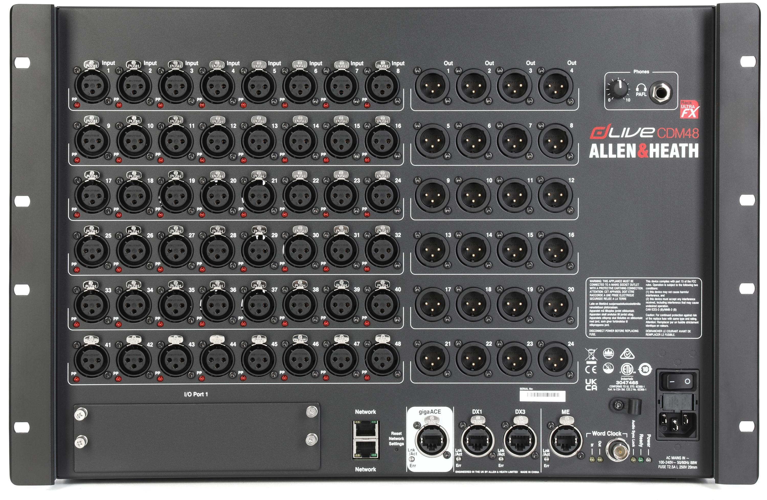 Allen & Heath dLive CDM48 UFX MixRack 48-input Digital Stage Box | Sweetwater