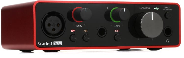 Focusrite Scarlett Solo USB-C Audio Interface 4th Gen, 48V, 58% OFF