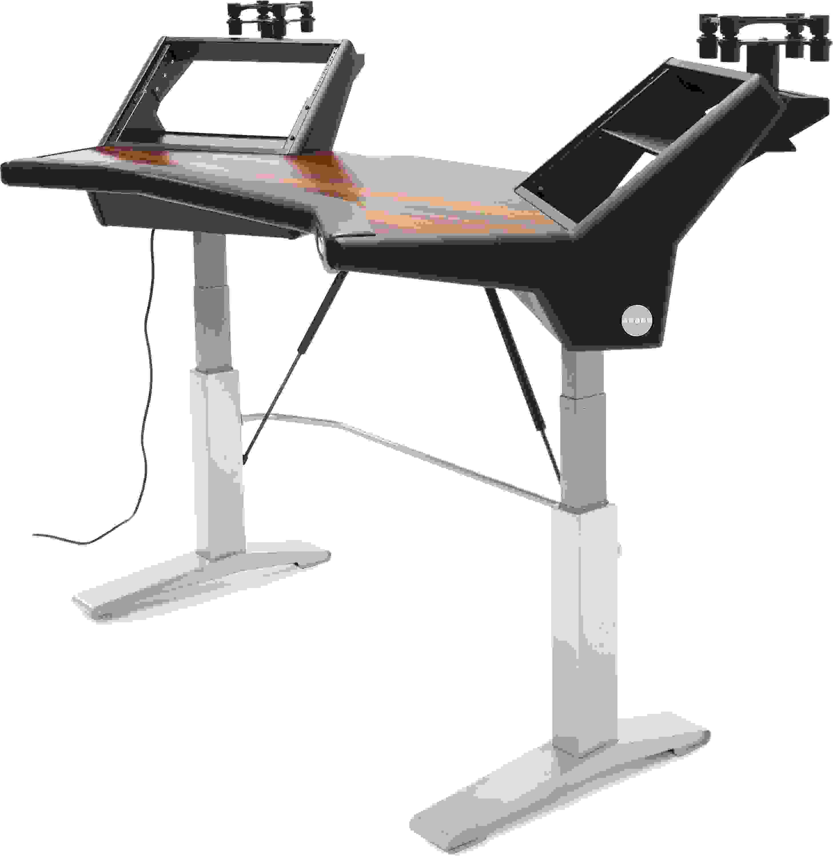 Argosy Halo.E2 Plus Sit-Stand Workstation Desk with Mahogany Veneer ...