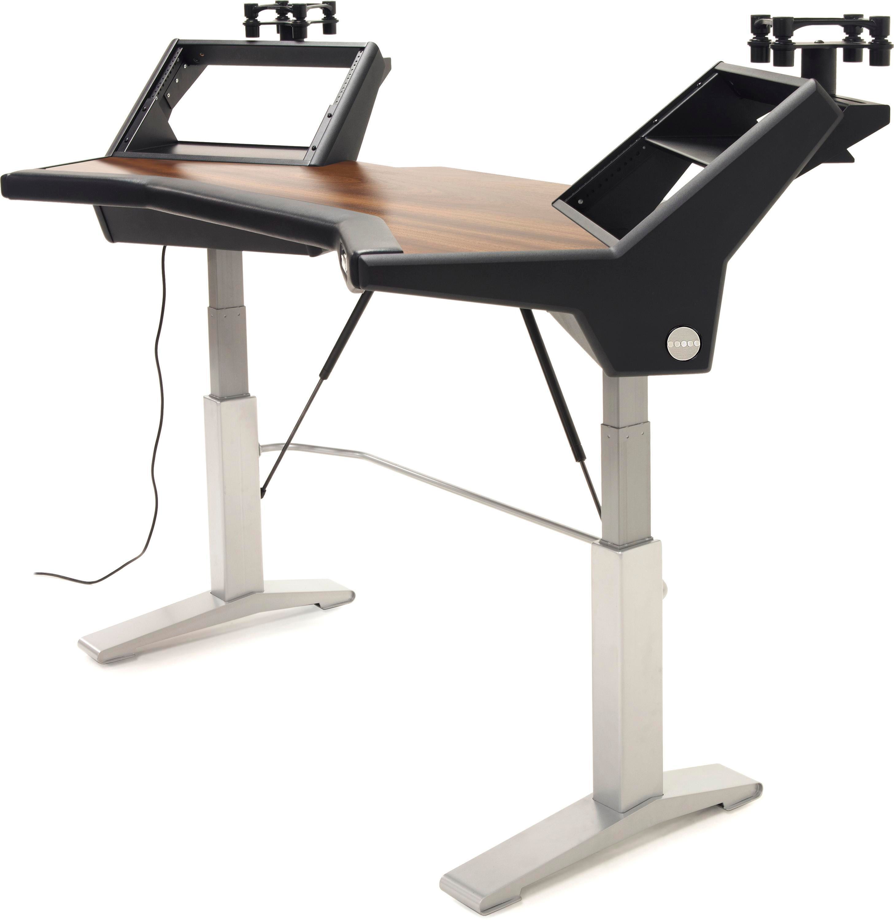 Argosy Halo.E2 Plus Sit-Stand Workstation Desk with Mahogany Veneer ...