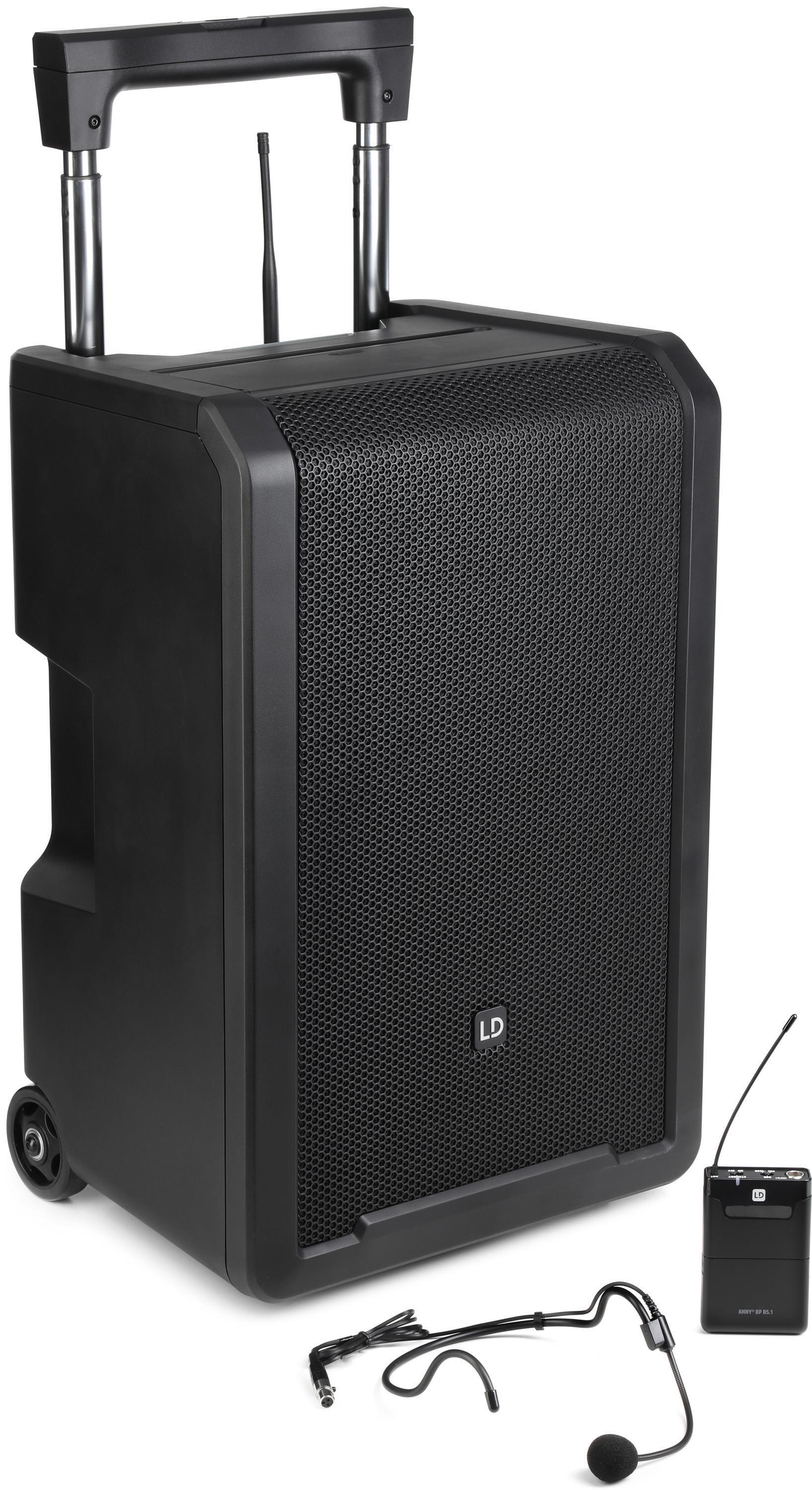 LD Systems ANNY 10 Battery-powered Loudspeaker with Headset Mic - B51 Band, Black | Sweetwater