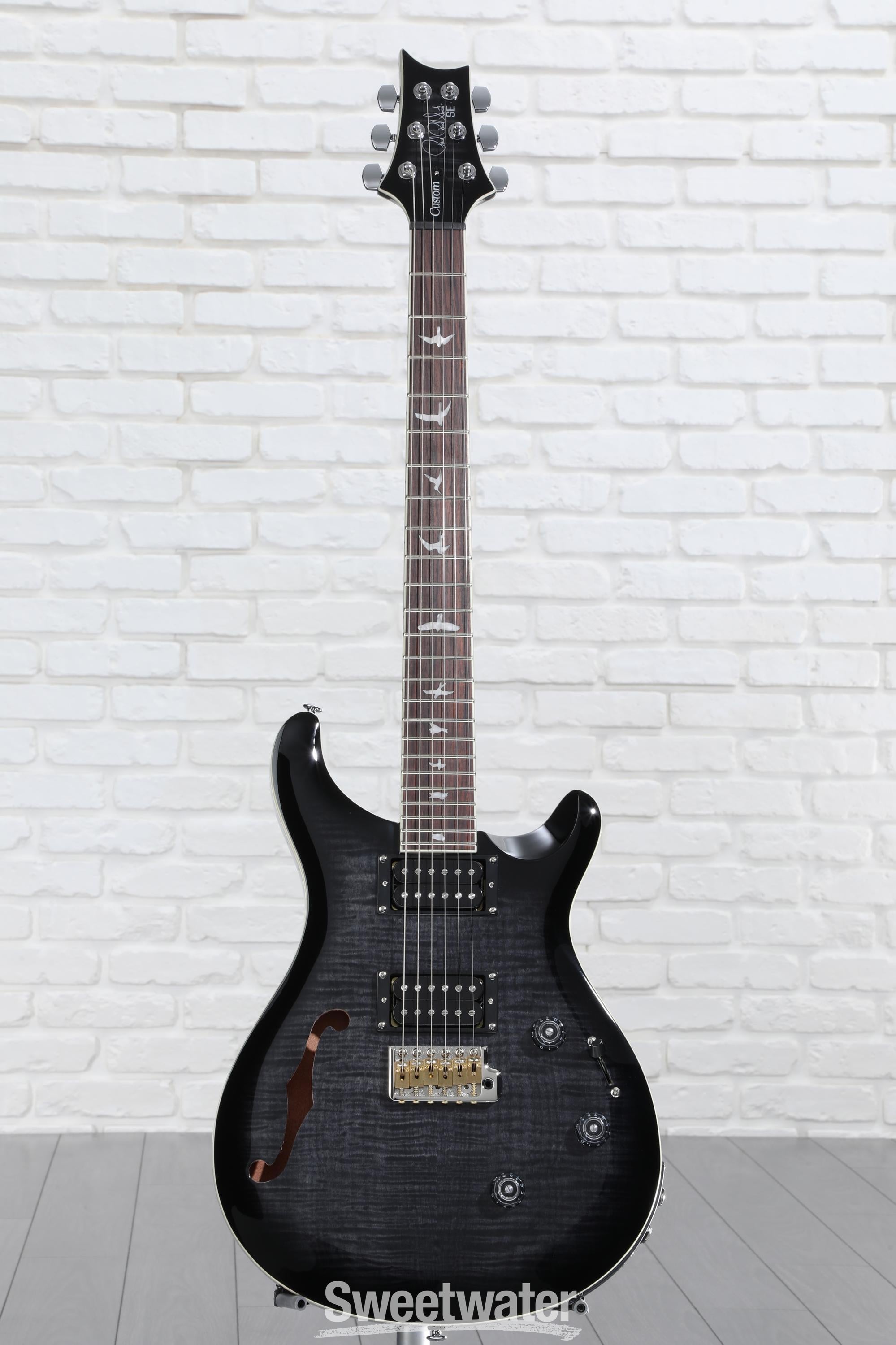 PRS SE Custom 24 Semi-Hollow Piezo Electric Guitar - Charcoal Burst ...