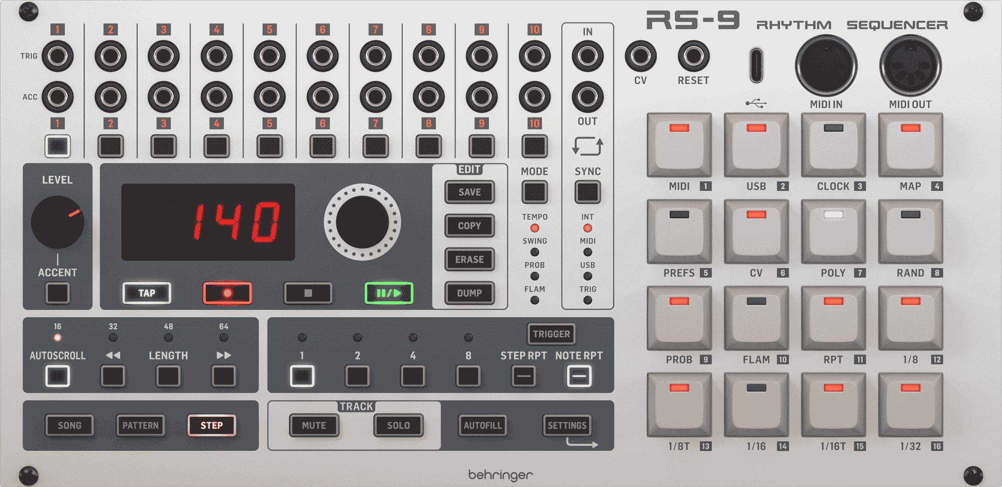 Behringer RS-9 Rhythm Sequencer Eurorack Module | Sweetwater