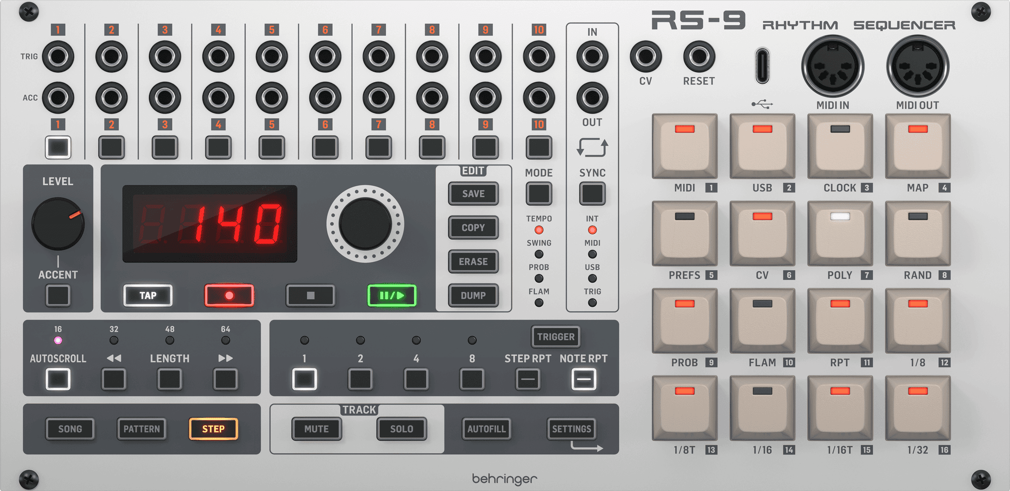 Behringer RS-9 Rhythm Sequencer Eurorack Module | Sweetwater