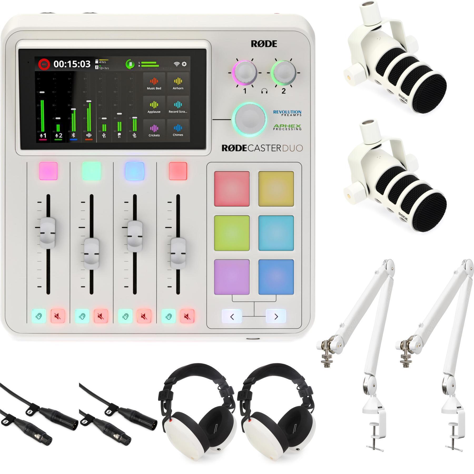 Rode RODECaster Duo Streaming Mixer and PodMic Duo Bundle - White ...