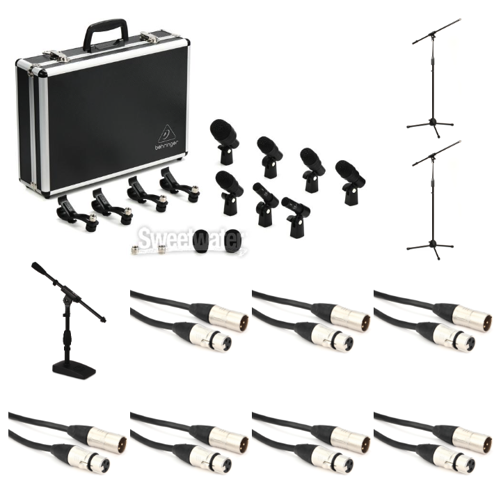 Behringer BC1200 7-piece Drum Microphone Bundle with Stands and Cables ...