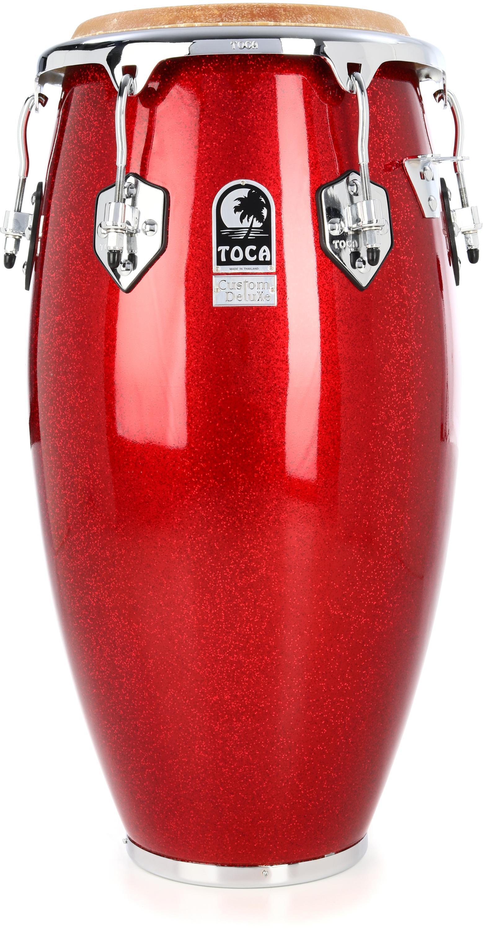 Toca Percussion Custom Deluxe Fiberglass Conga - Red Sparkle | Sweetwater