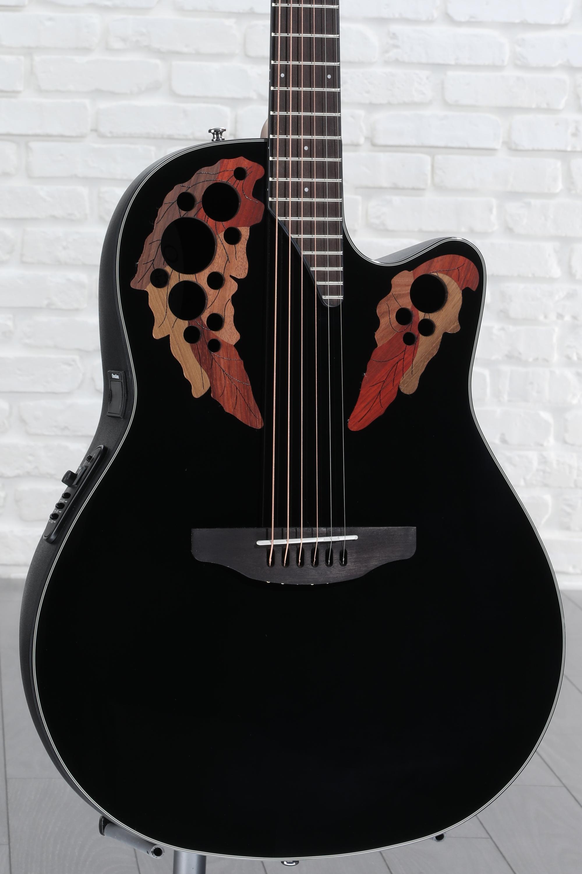 Ovation Elite Celebrity Mid-Depth Acoustic-Electric Guitar - Black ...