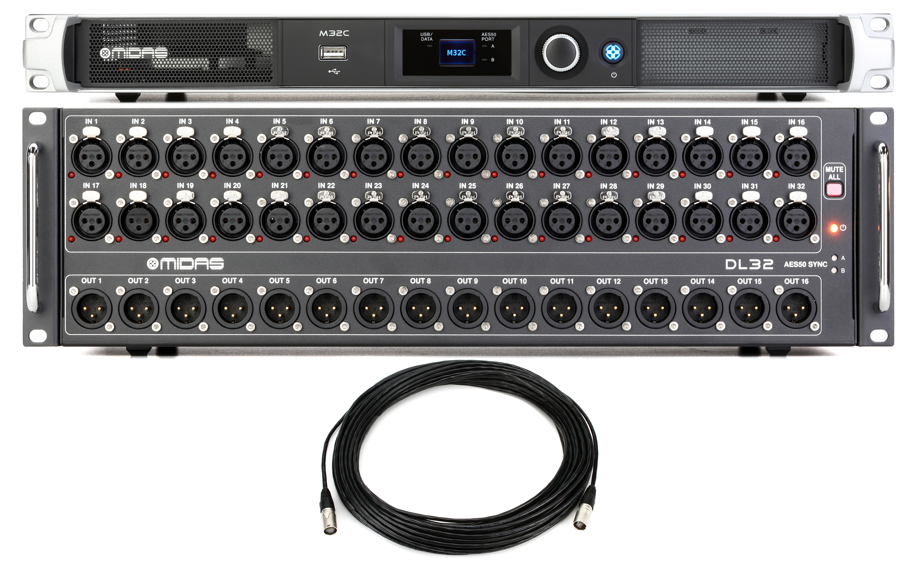 Midas M32C 40-channel Digital Rackmount Mixer with DL32 32-input/16 ...