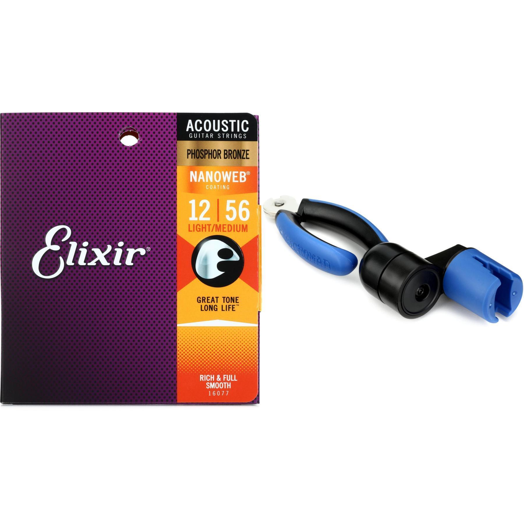 Elixir Strings 16077 Nanoweb Phosphor Bronze Acoustic Guitar Strings ...