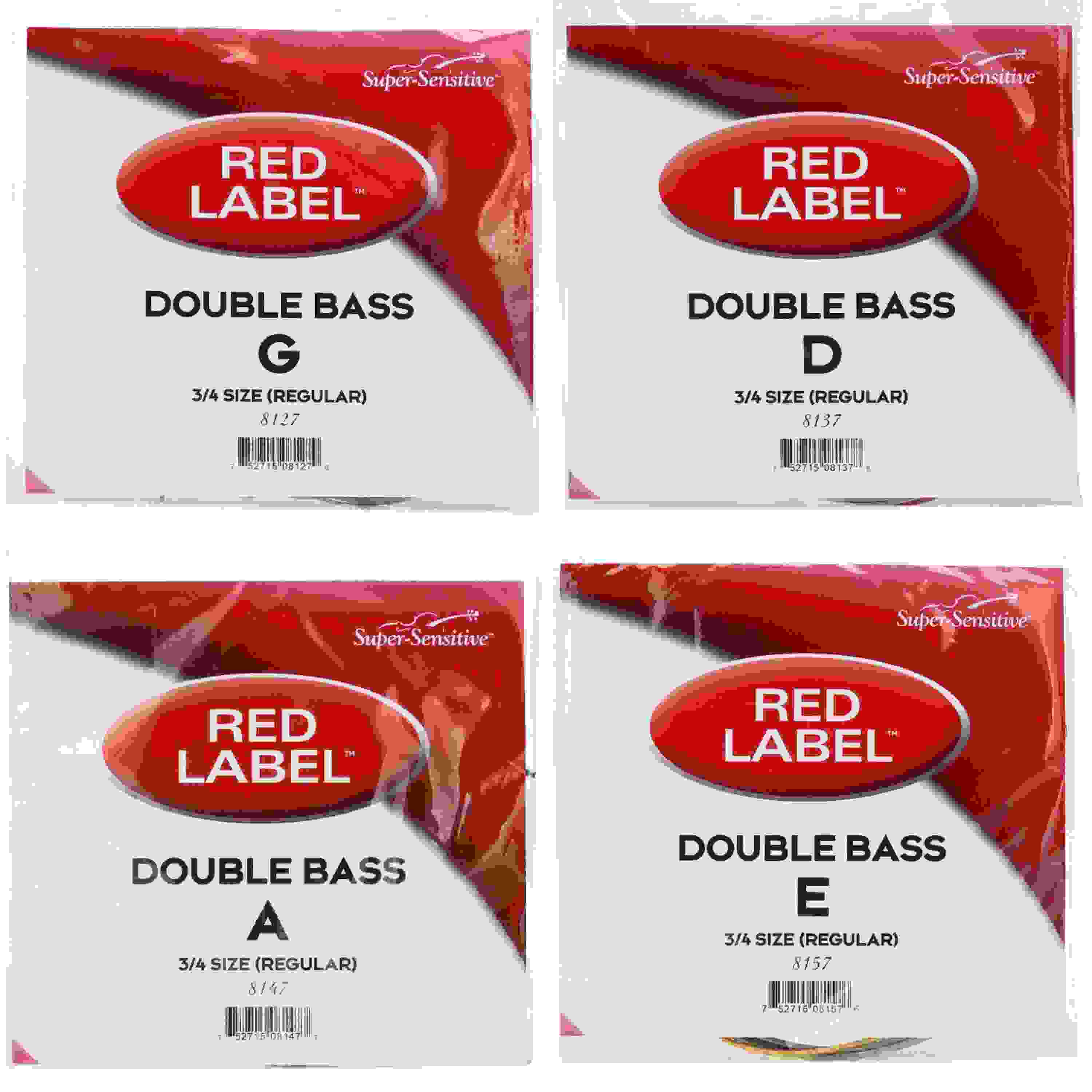 Super-Sensitive 8127 Red Label Double Bass String Set - 3/4 Size ...