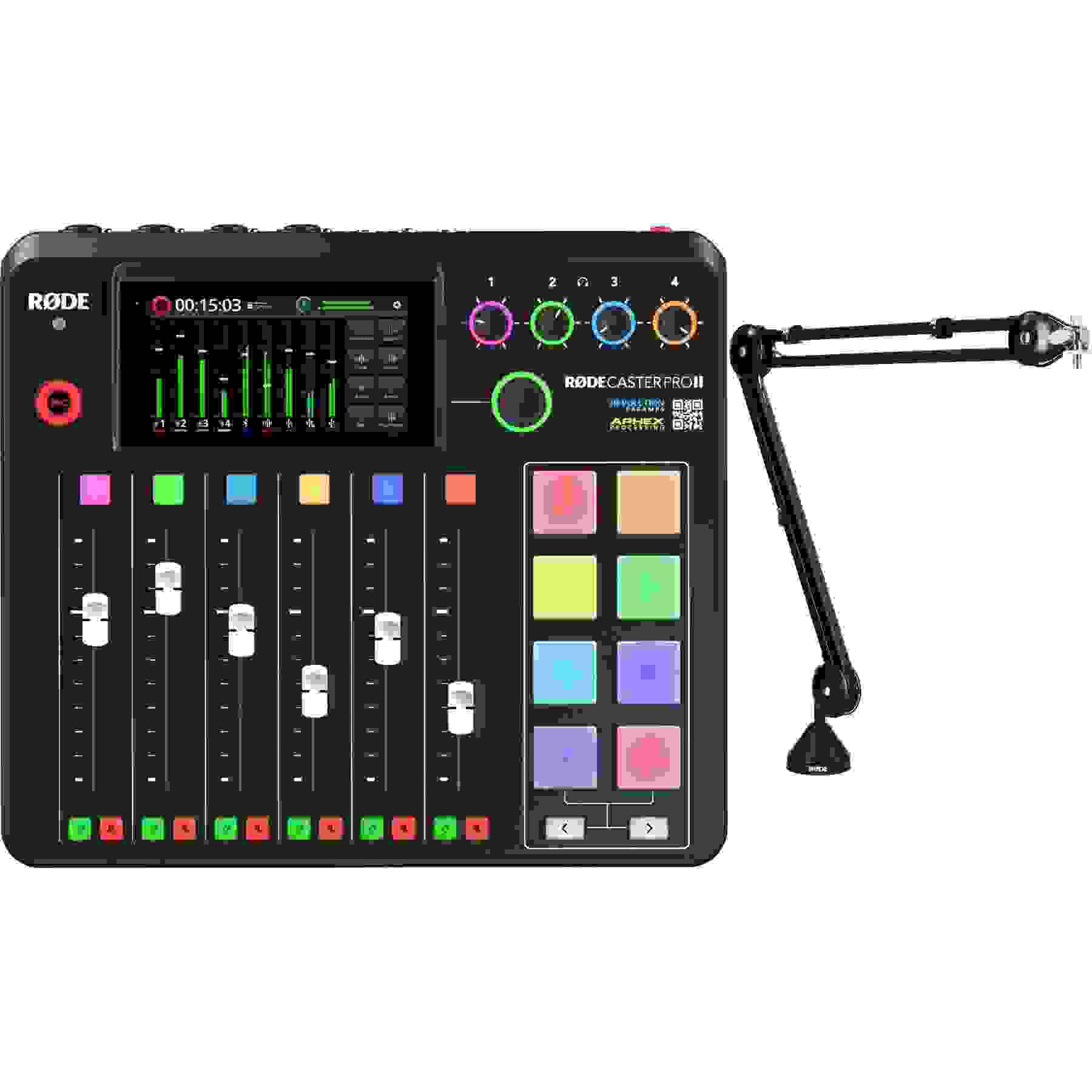 Rode RODECaster Pro II Podcast Production Console with Boom Arm ...
