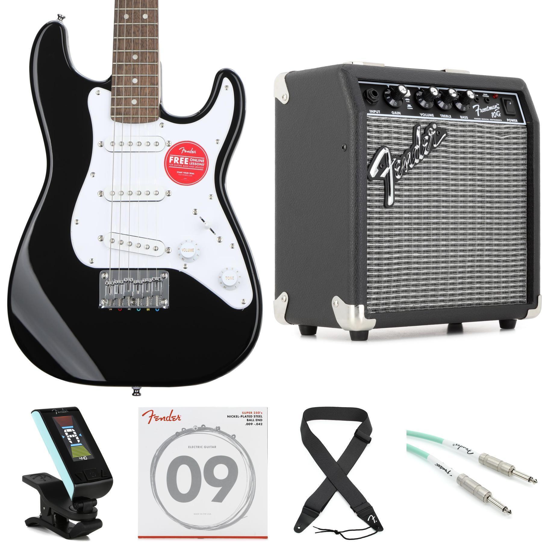 Squier Mini Stratocaster Electric Guitar and Frontman 10G 1x6-inch 10 ...