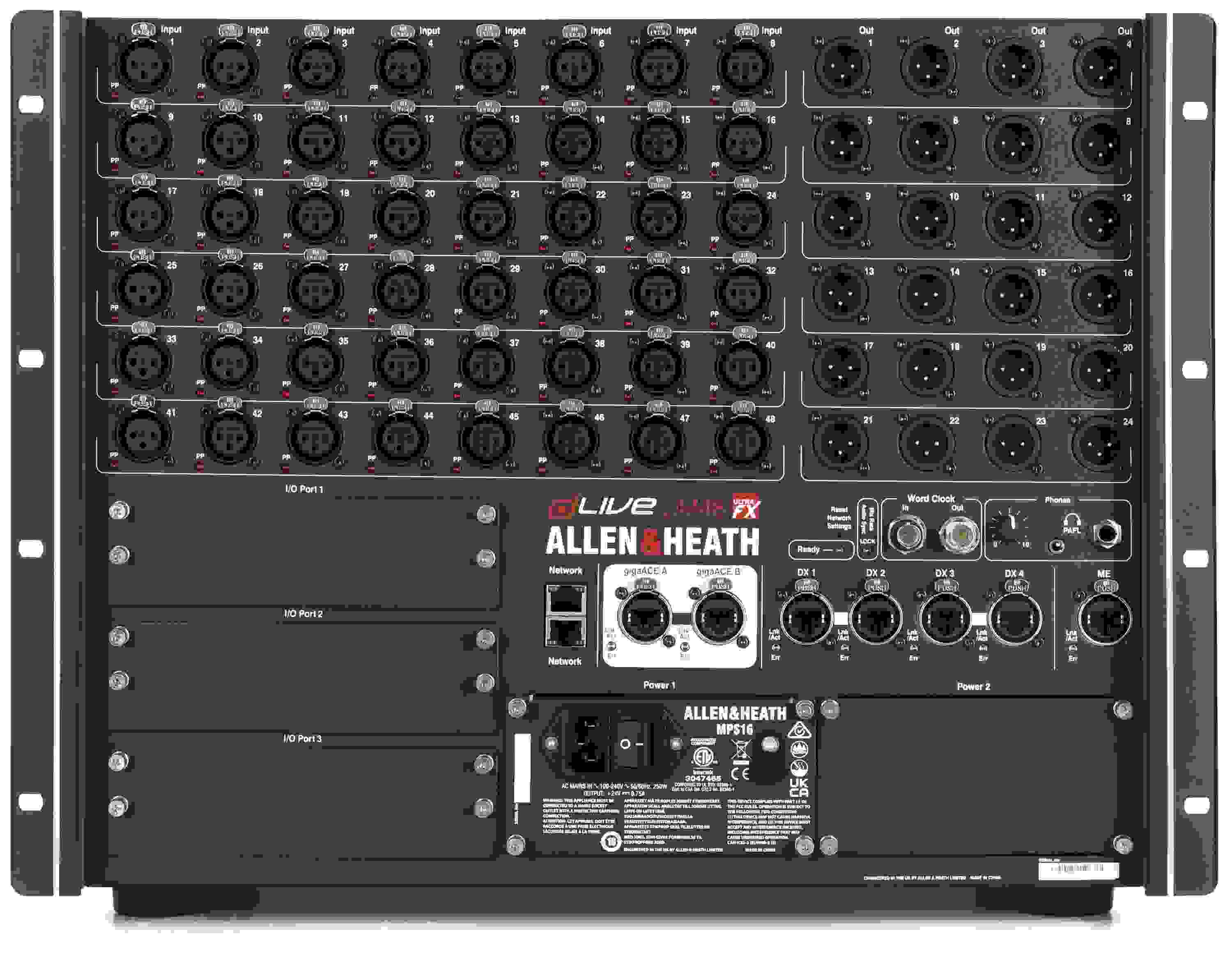 Allen & Heath dLive DM48 UFX MixRack 48-input Digital Stage Box ...