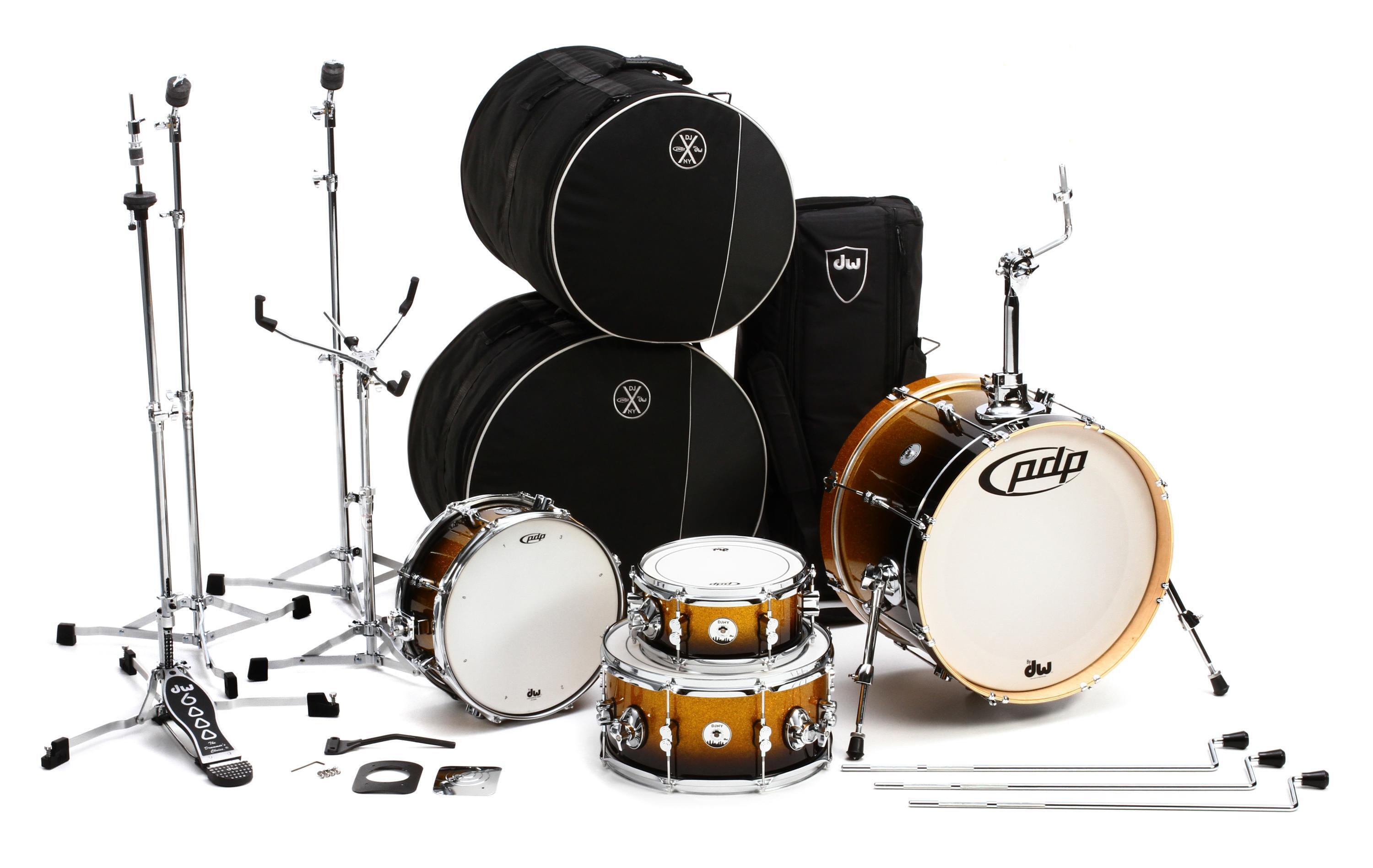 PDP Daru Jones New Yorker 4-piece Drum Set - Gold to Black Sparkle Fade ...