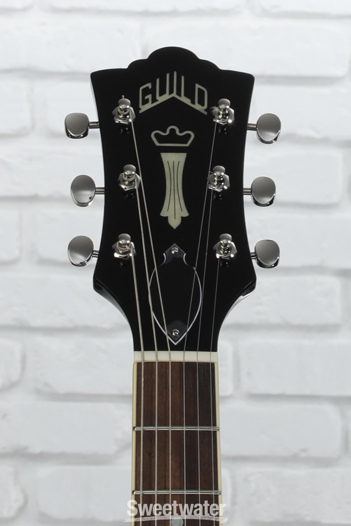 Guild T-50 Slim Dynasonic Hollowbody Guitar - Black | Sweetwater