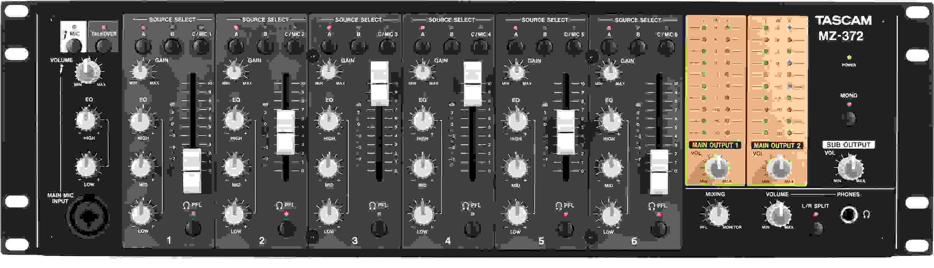 TASCAM MZ-372 7-channel Rackmount Multizone Mixer | Sweetwater