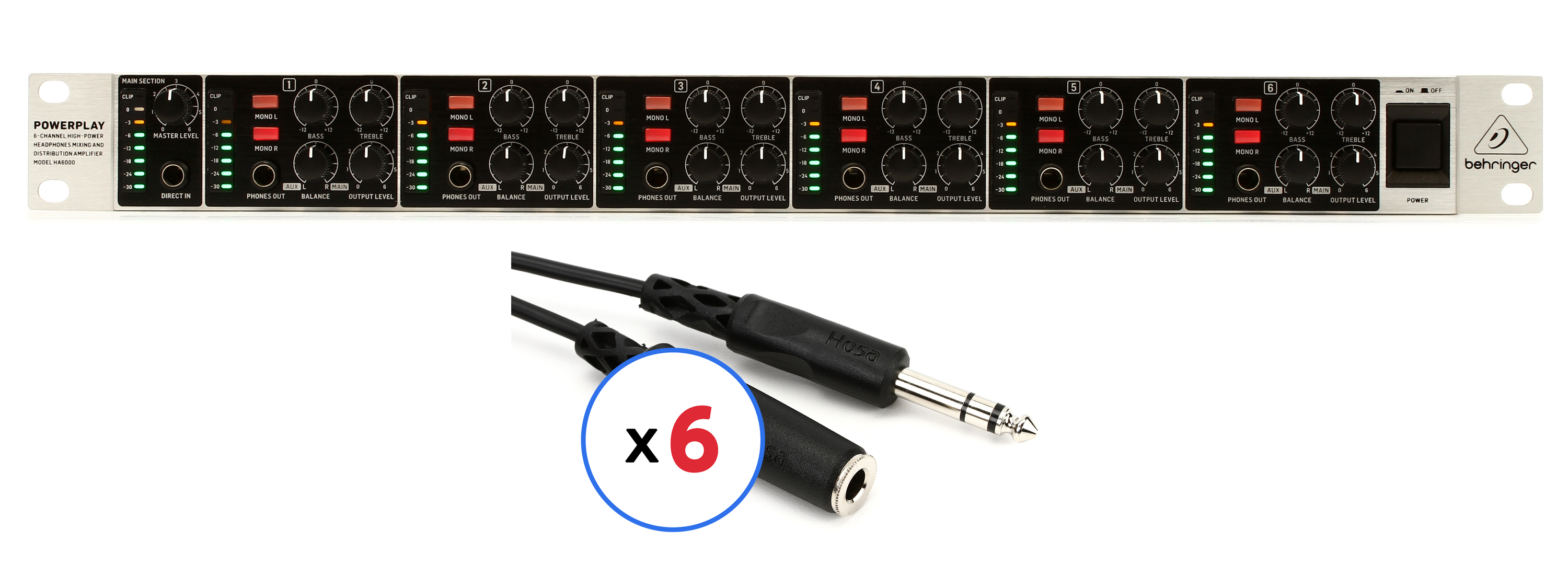 Behringer Powerplay HA6000 6-channel Headphone Mixing/Distribution ...