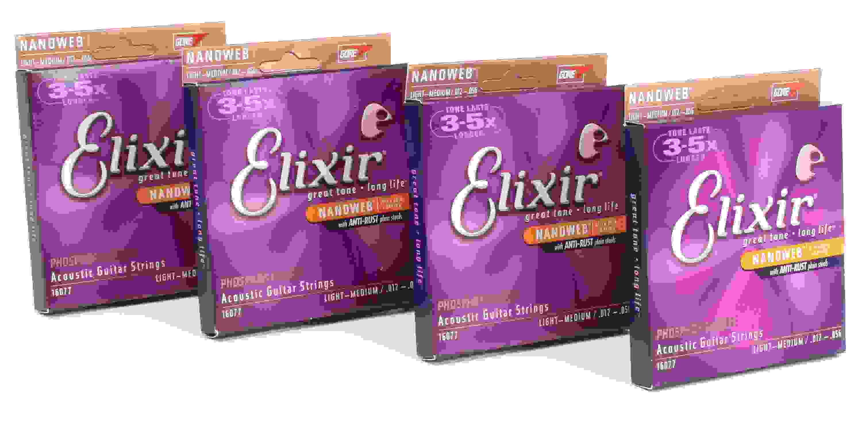 Elixir Strings 16077 Nanoweb Phosphor Bronze Medium Light Acoustic ...