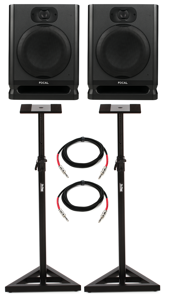 Focal Alpha 80 Evo 8-inch Powered Studio Monitor Pair with Stands and ...