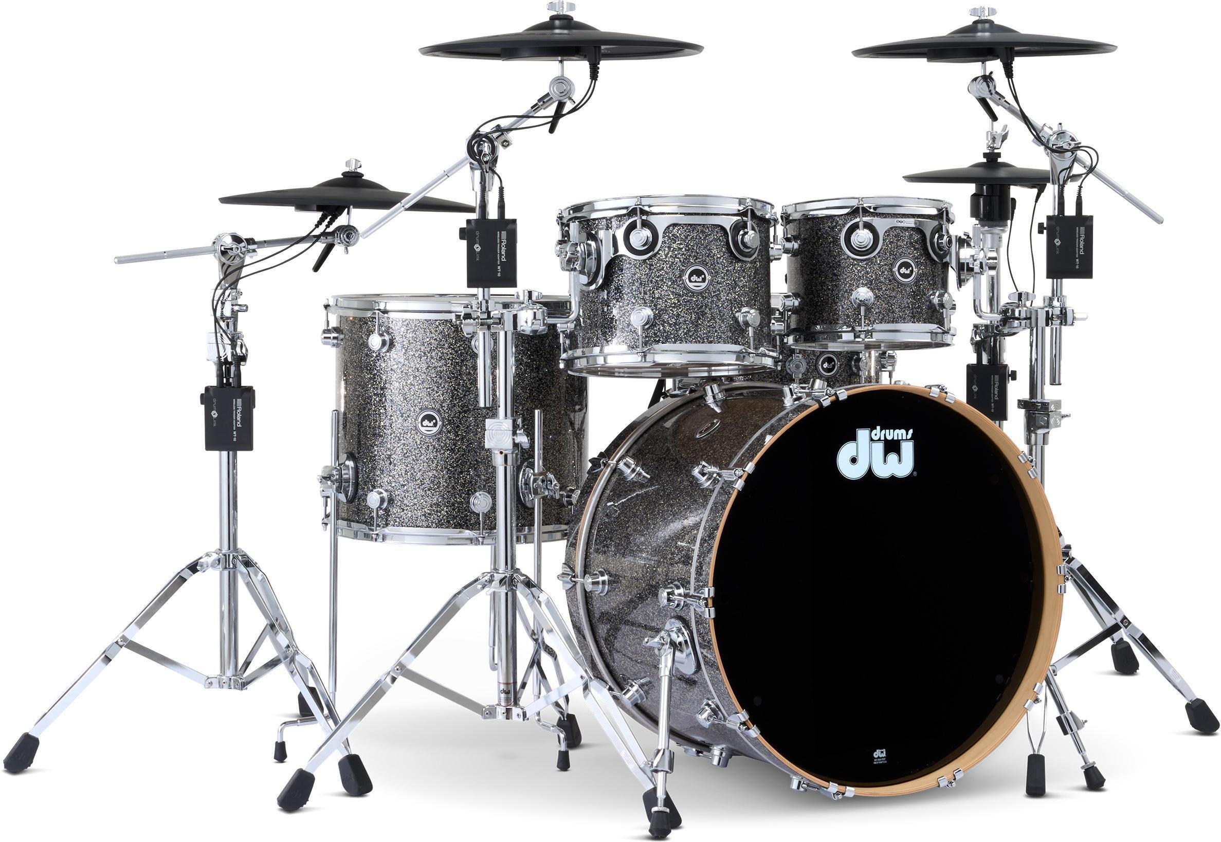 DW DWe 5-piece Drum Kit Bundle with Roland Electronic Cymbals and DW ...