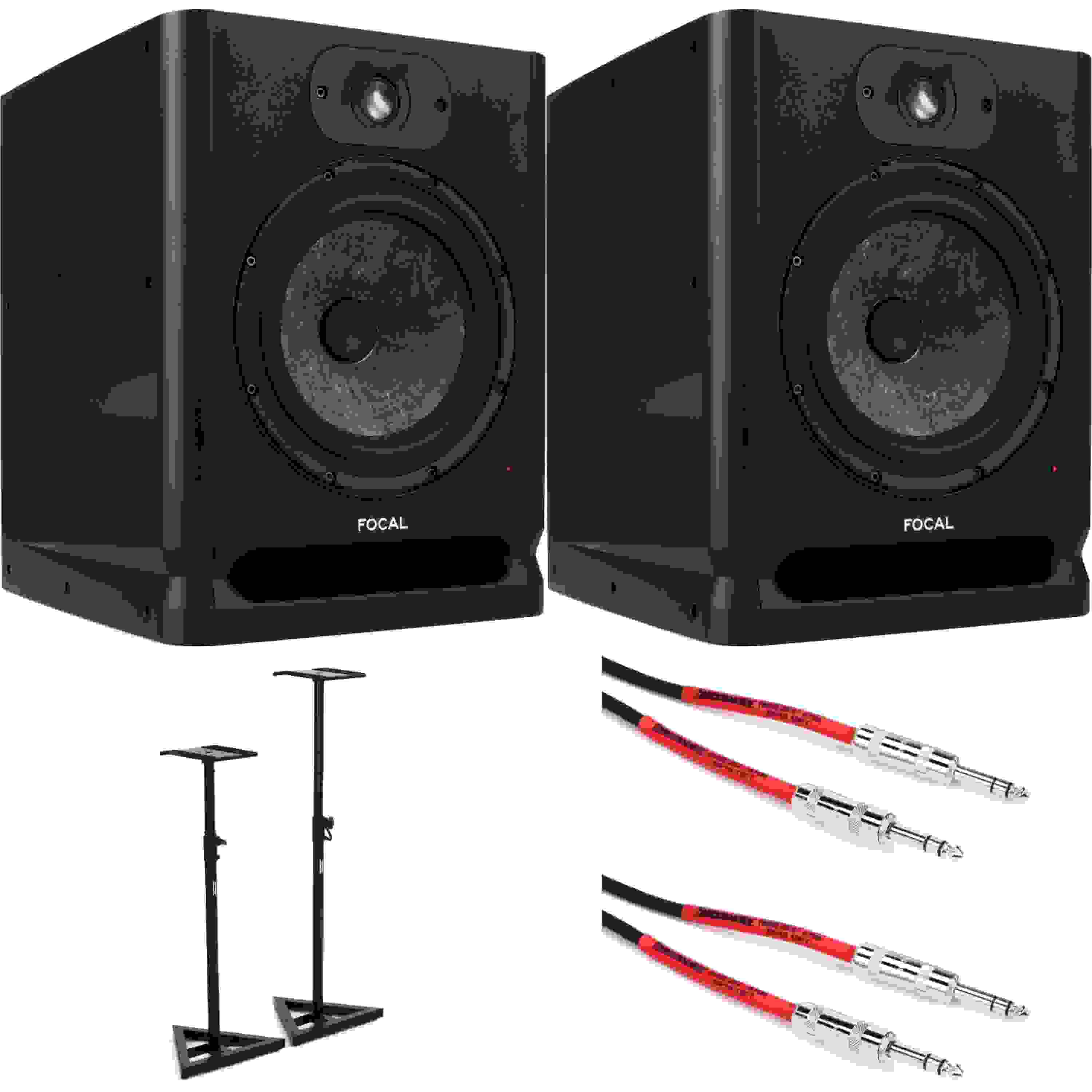 Focal Alpha 80 Evo 8-inch Powered Studio Monitor Pair with Stands and ...