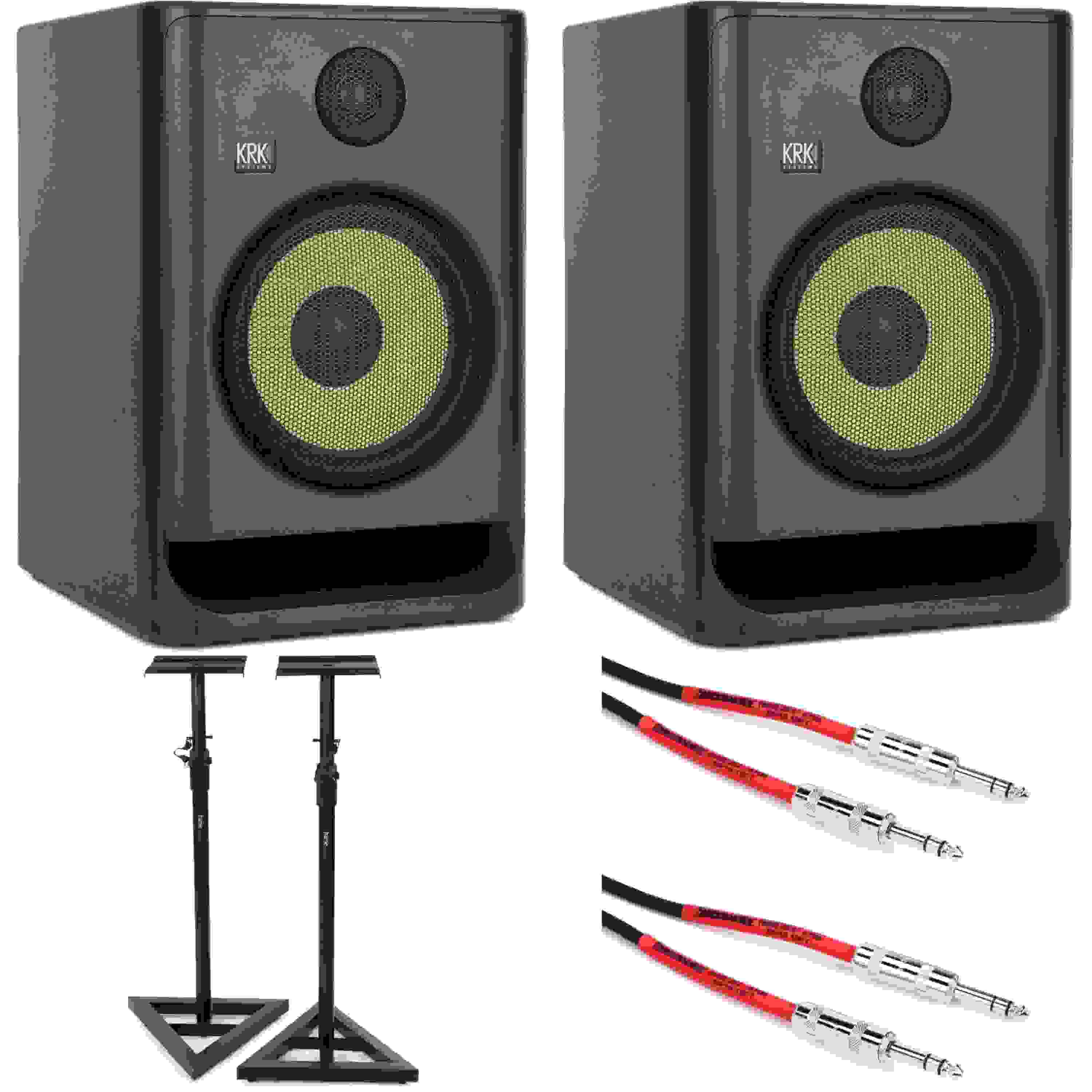 KRK ROKIT 8 G5 8-inch Powered Studio Monitor Pair with Stands and ...