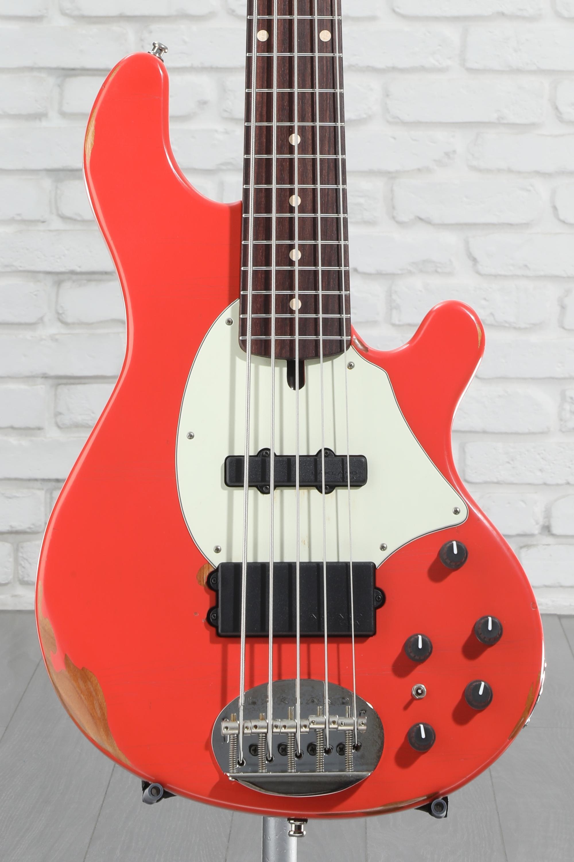 Lakland USA Classic 55-14 Aged 5-string Bass Guitar - Aged Fiesta Red with Rosewood Fingerboard ...
