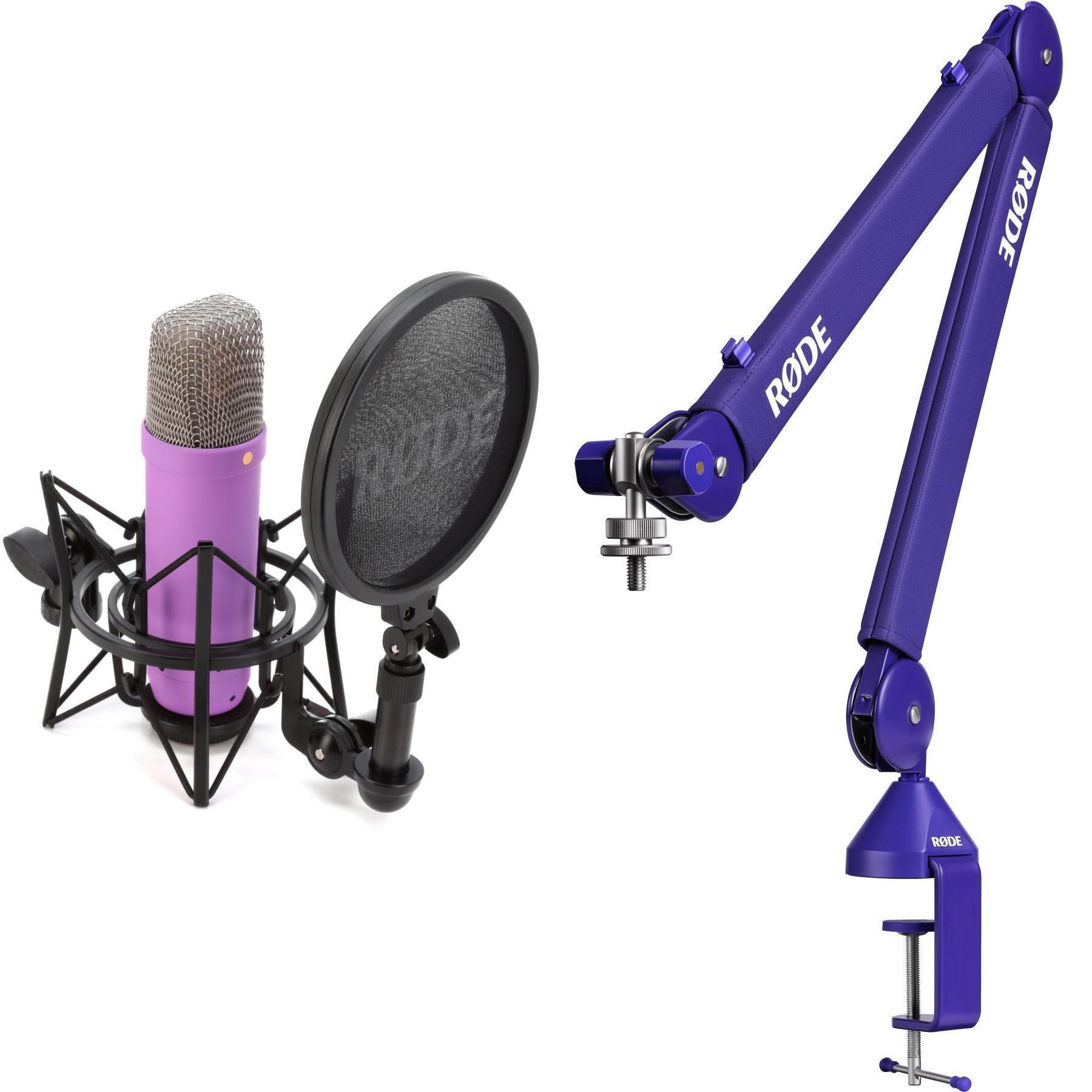 Rode NT1 Signature Series Condenser Microphone with Boom Arm - Purple ...