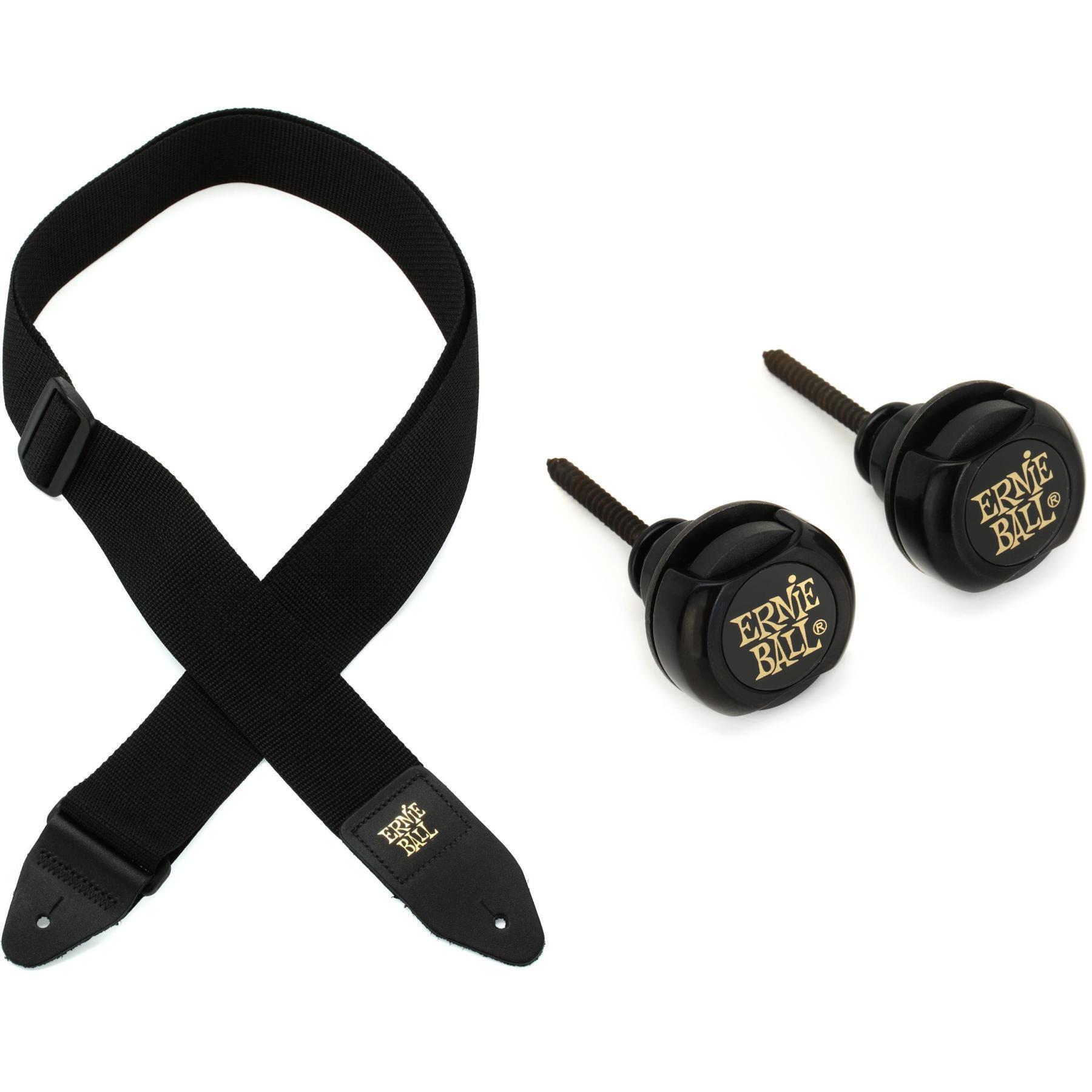 Ernie Ball 2-inch Polypro Strap with Super Locks Set - Black | Sweetwater