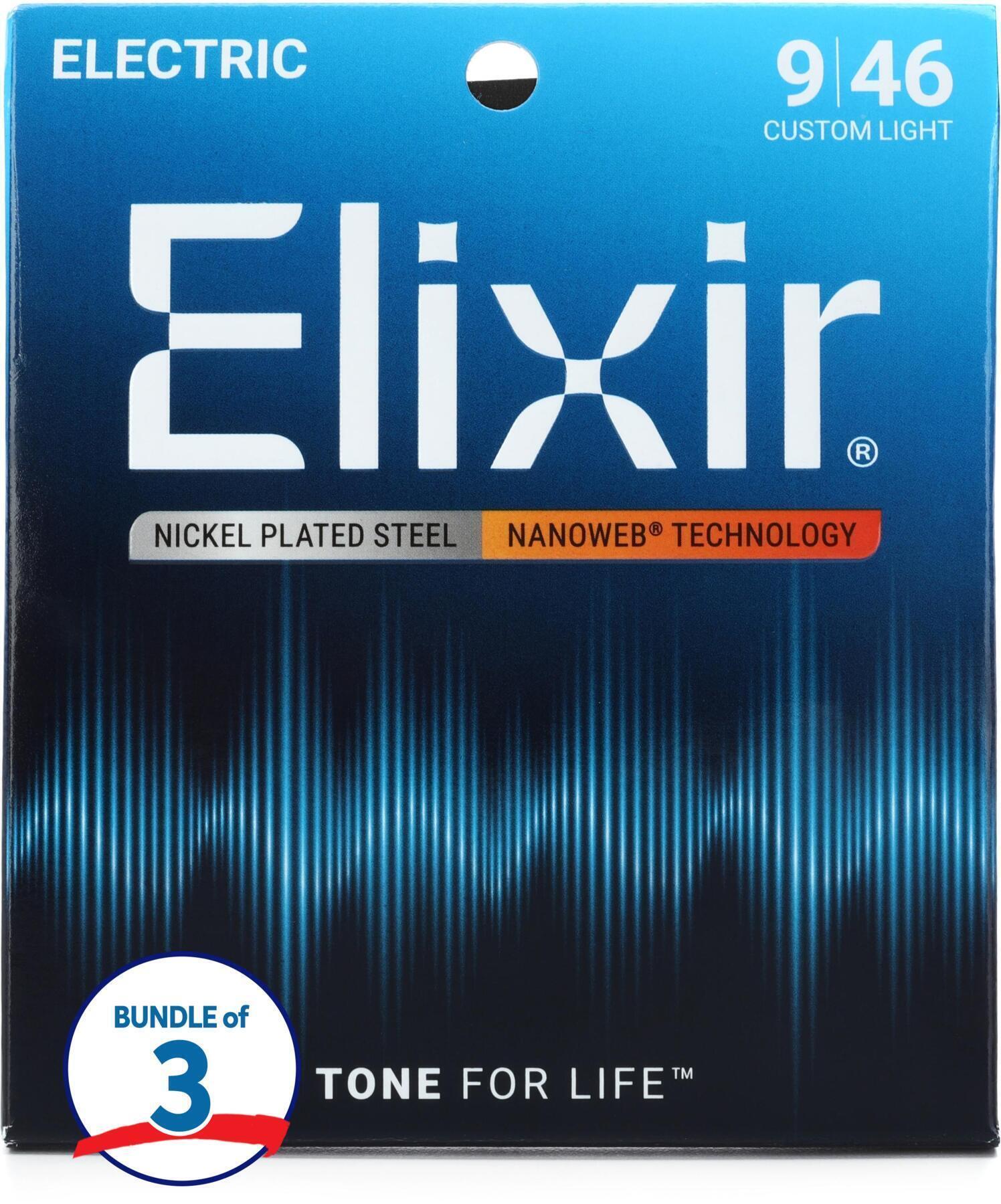 Elixir Strings 12027 Nanoweb Electric Guitar Strings - .009-.046 Custom ...