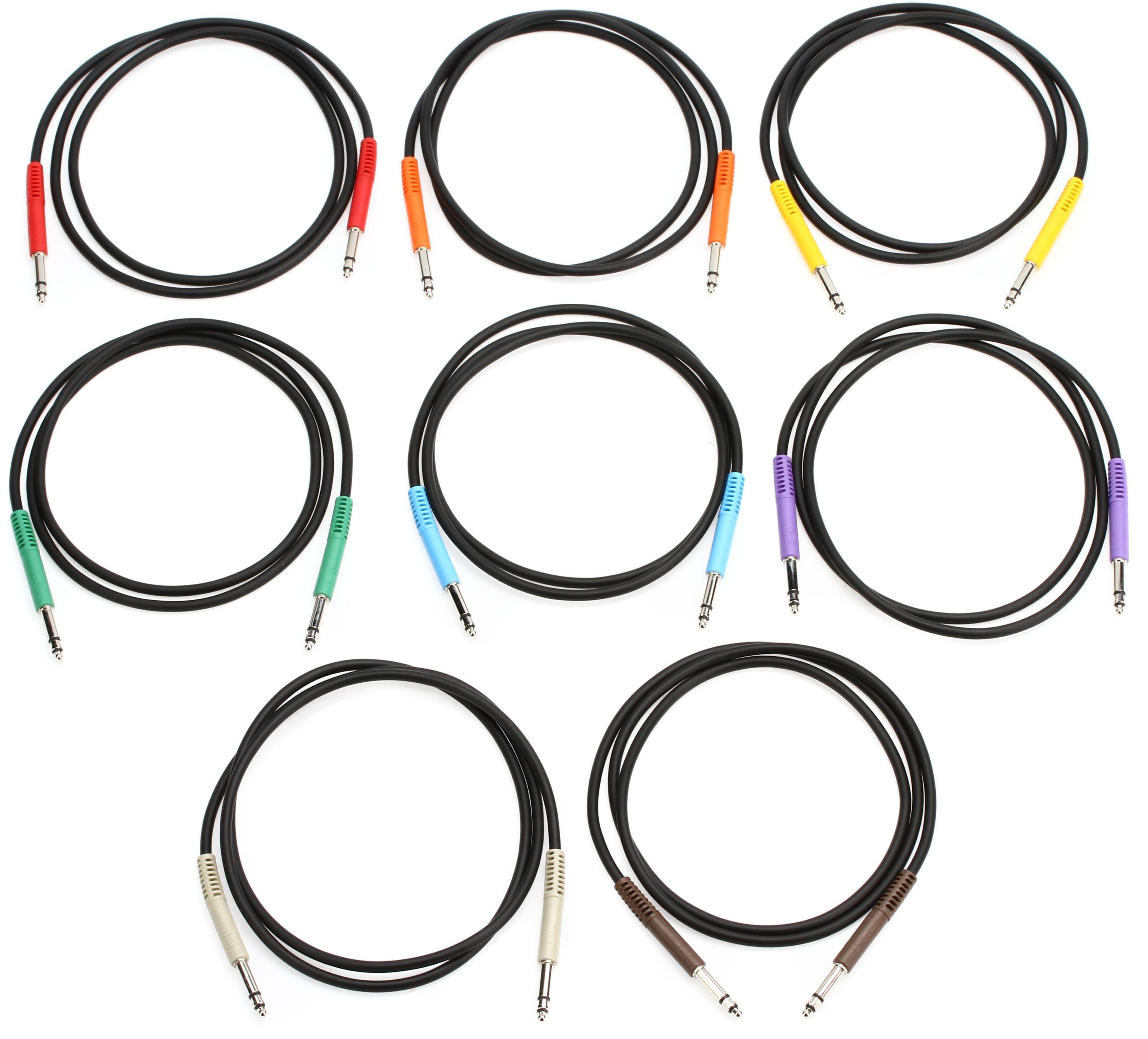 Hosa TTS-890 TT Patch Cable 8-pack - 3 foot (Assorted Colors) | Sweetwater