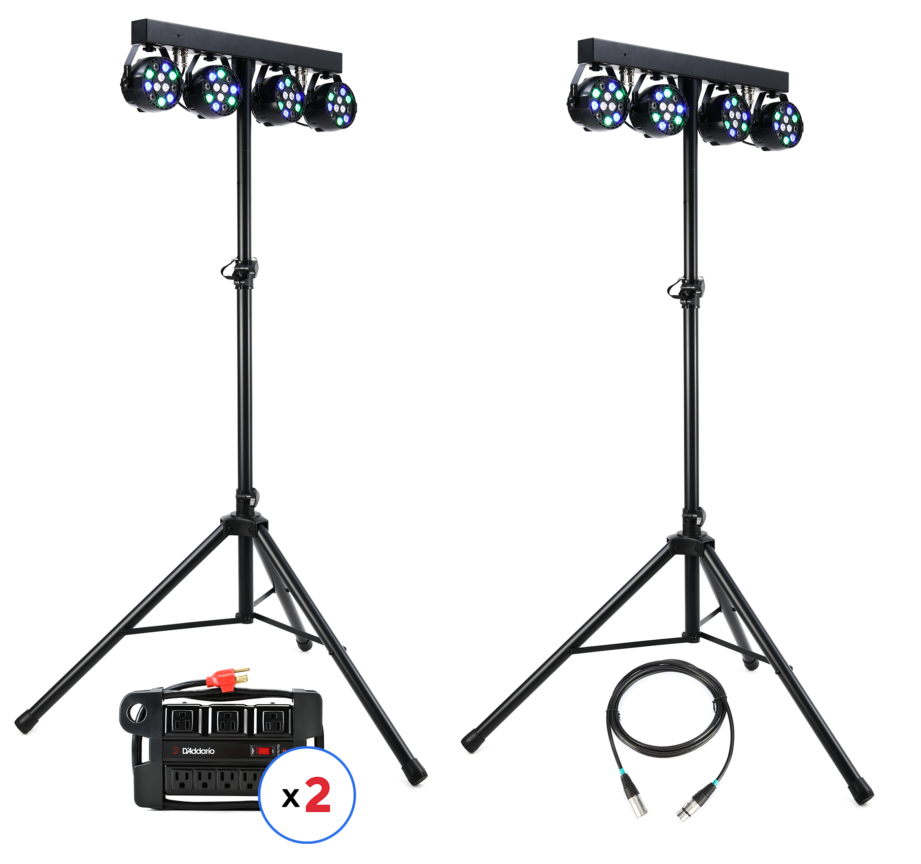 Eliminator Mini Par Bar 4xRGBW Par LED Lighting System Pair Bundle ...