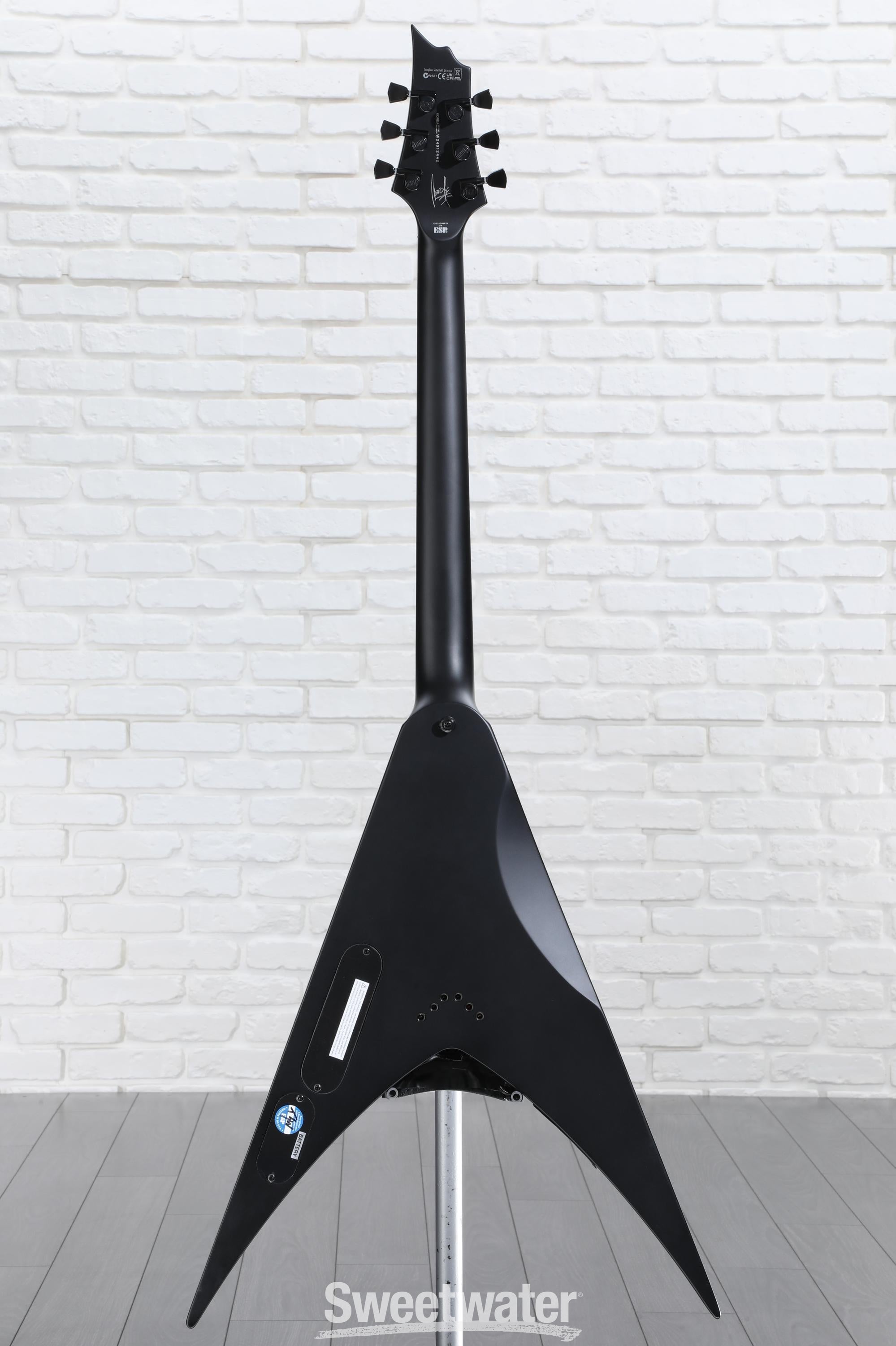 ESP LTD Nergal HEX-6 Signature Electric Guitar - Black Satin | Sweetwater