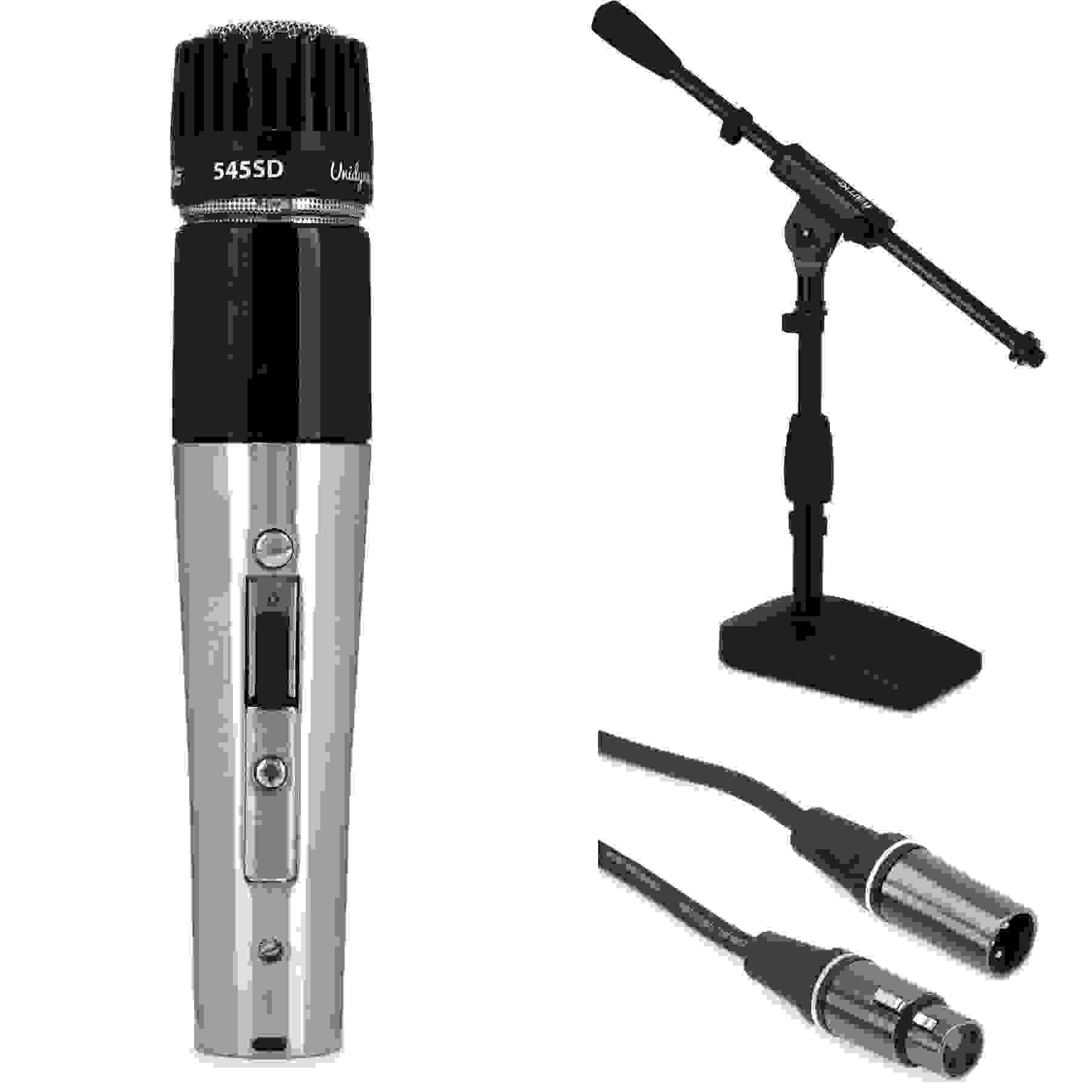 Shure 545SD Cardioid Dynamic Instrument Microphone Bundle with Stand ...