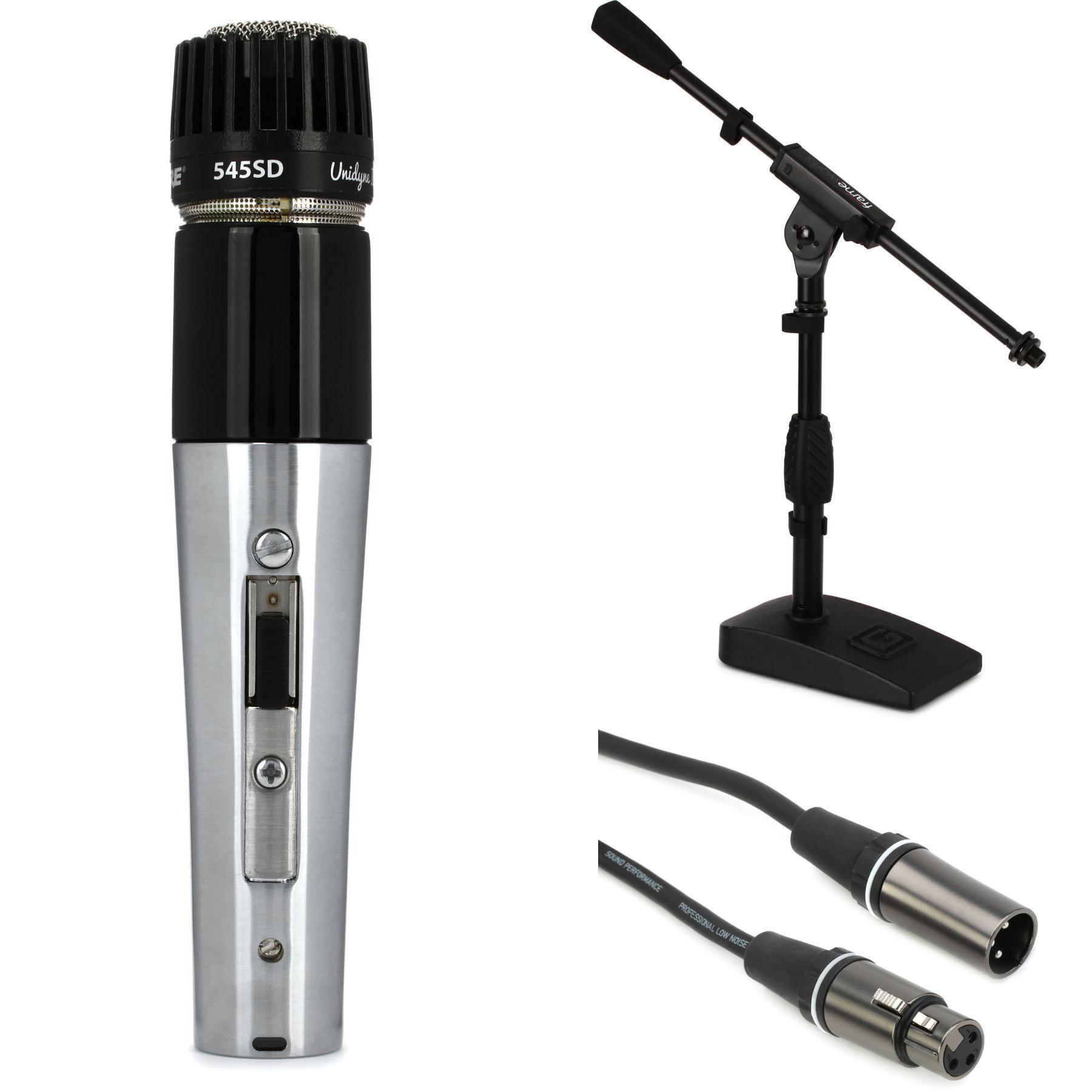 Shure 545SD Cardioid Dynamic Instrument Microphone Bundle with Stand ...