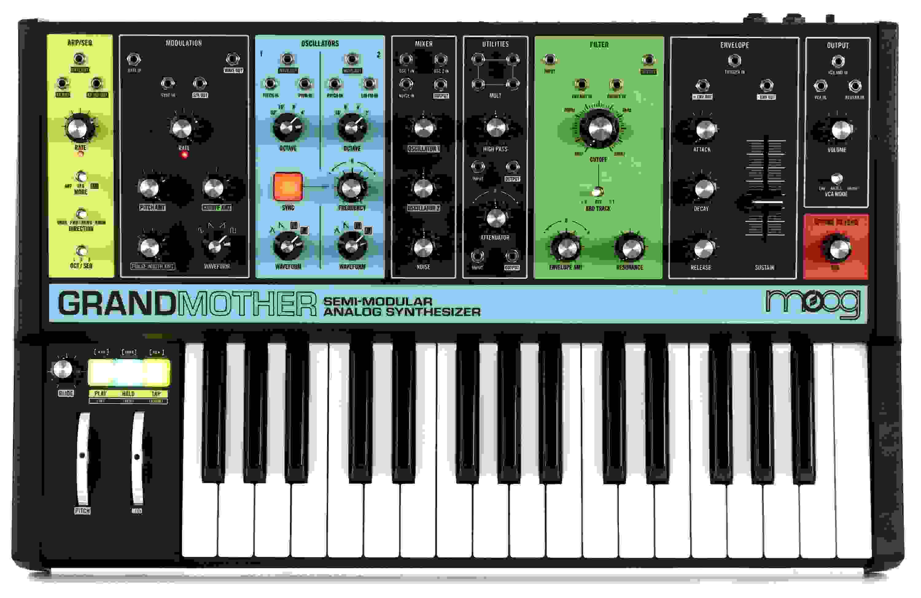 Moog Grandmother Semi-Modular Analog Synthesizer and Step Sequencer ...
